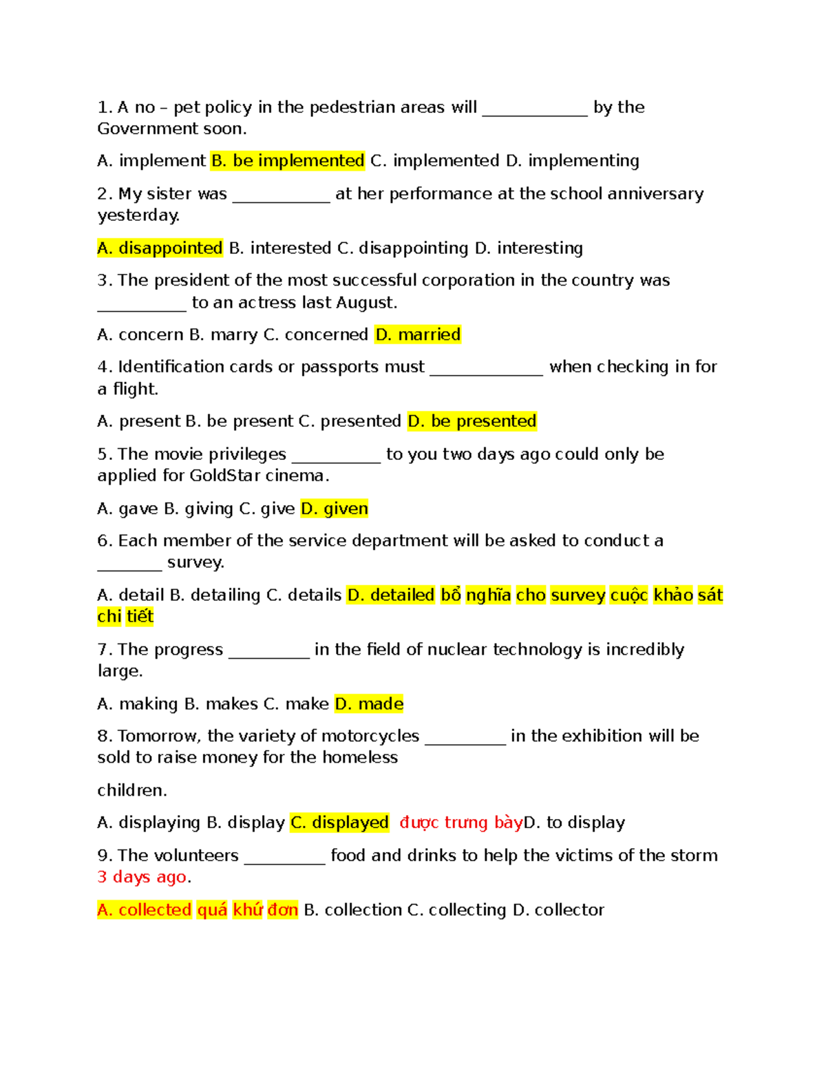 English Grammar Quiz: Active vs. Passive Voice (Course Code: 10925 ...