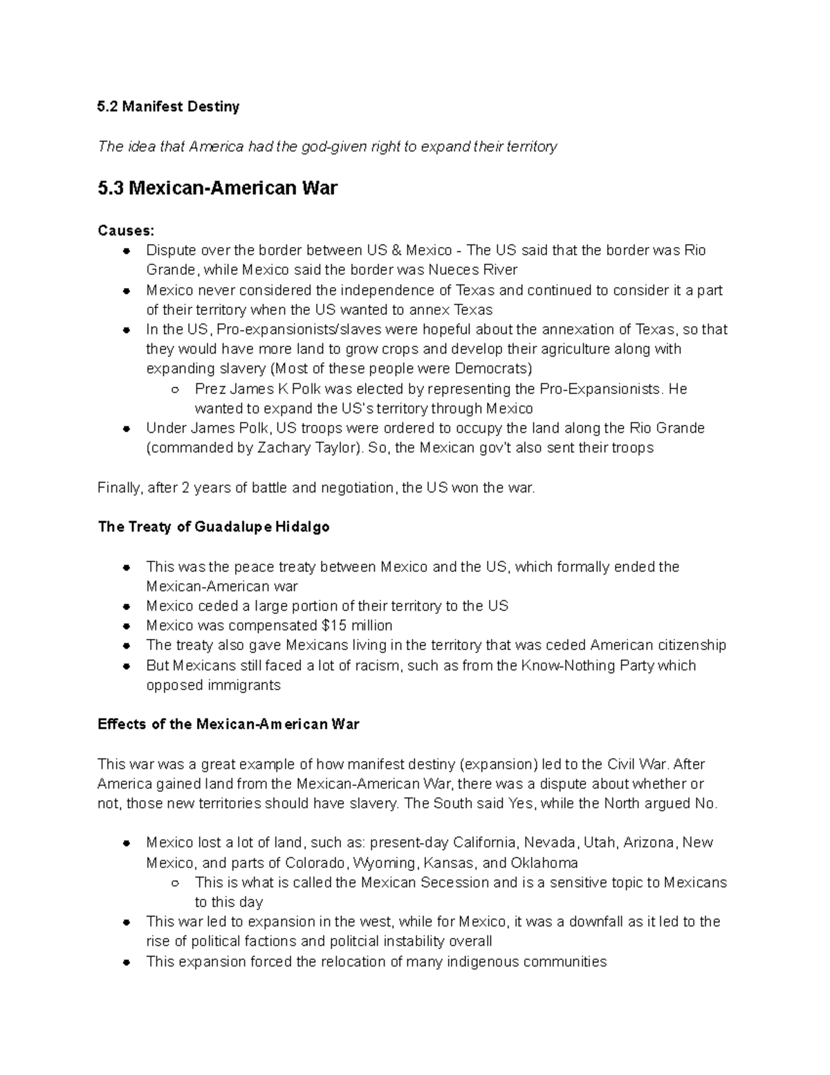 Unit 5 - APUSH Final Exam Notes: Road to the Civil War Explained - Studocu