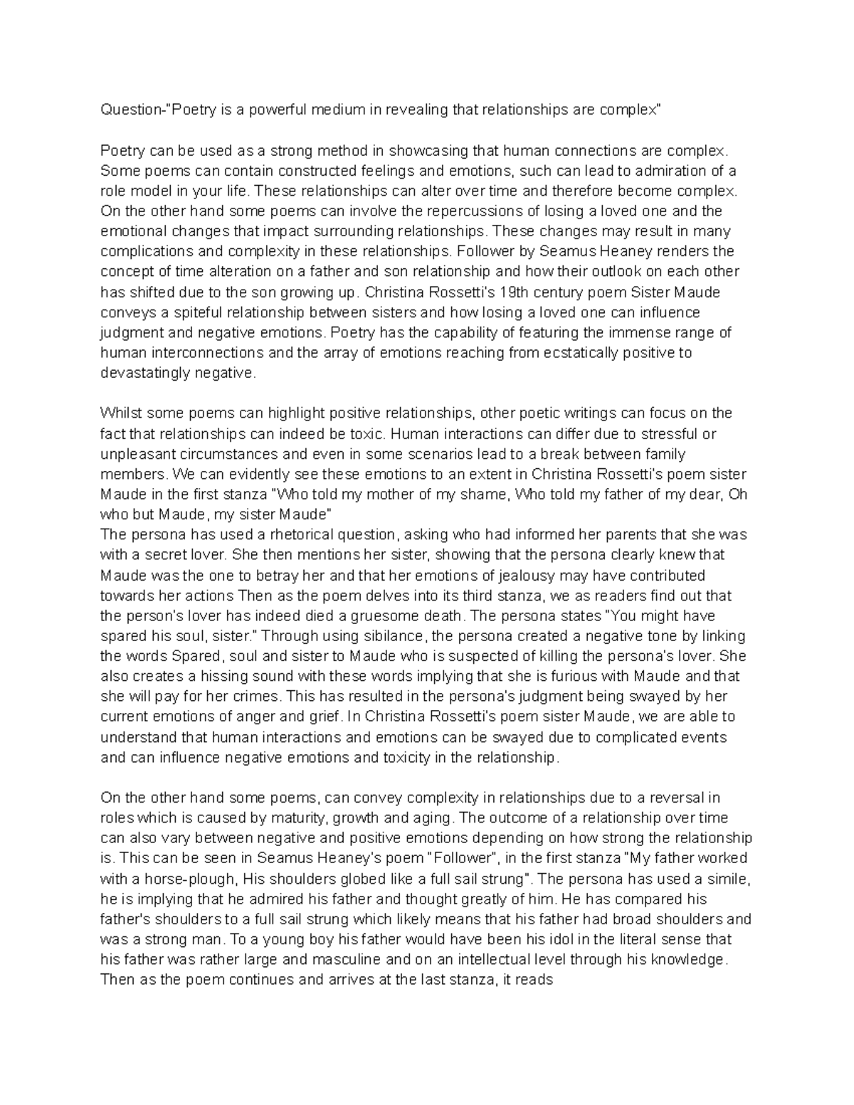 “ENG 201: Exploring Complexity in Relationships through Poetry” - Studocu