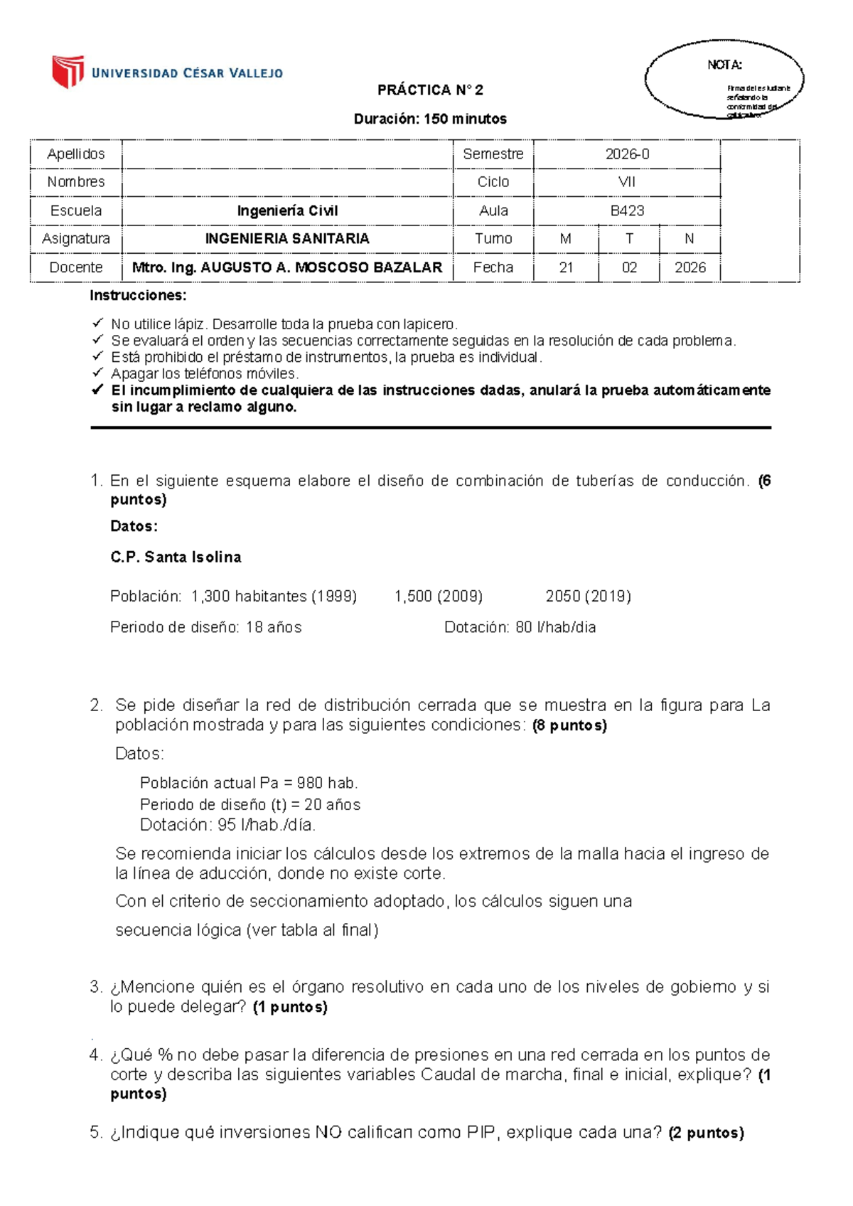 Práctica 2: Diseño de Redes de Distribución en Ingeniería Sanitaria ...