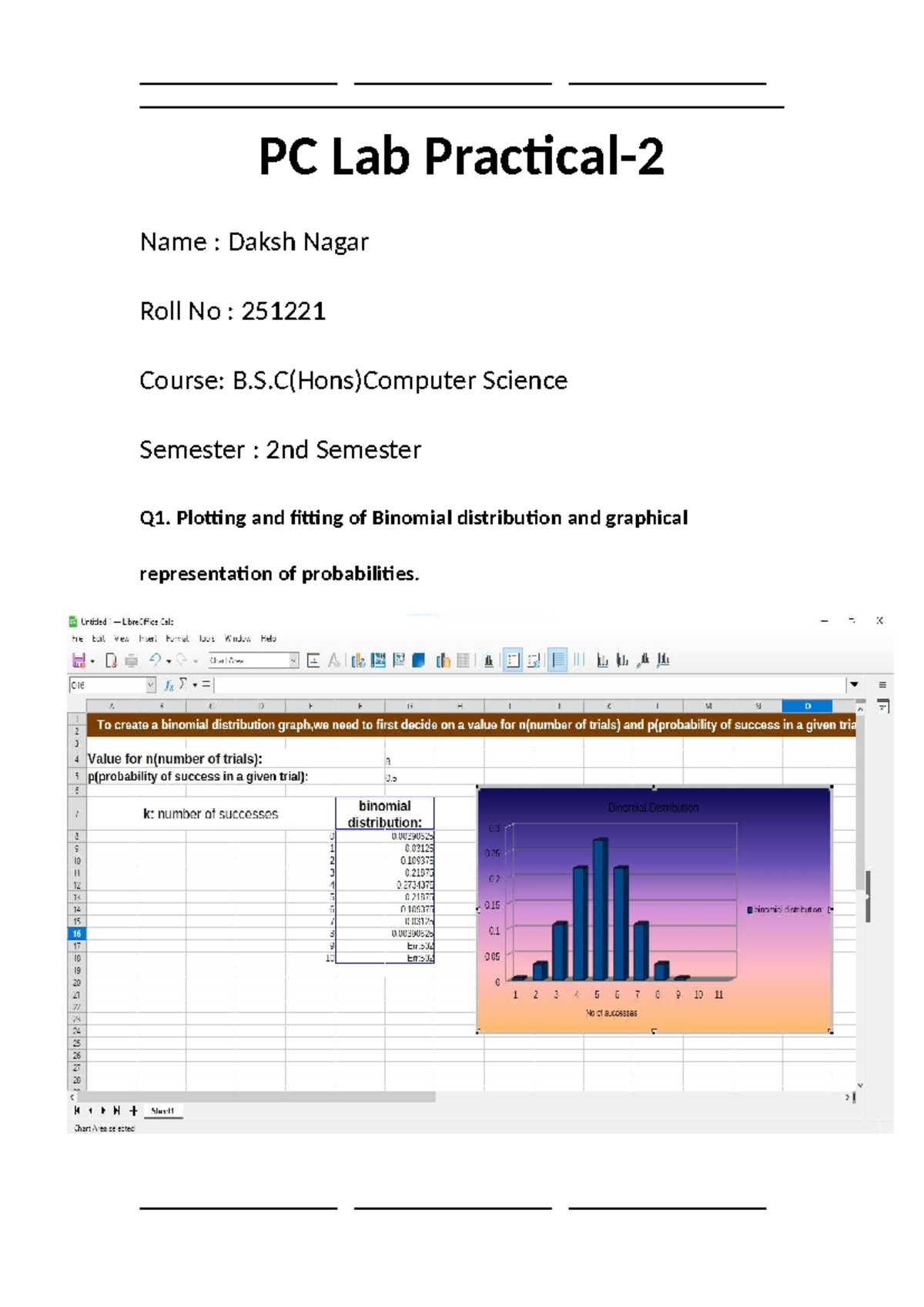 B.S.C(Hons) Computer Science 2nd Sem PC Lab Assignment 2 - Studocu
