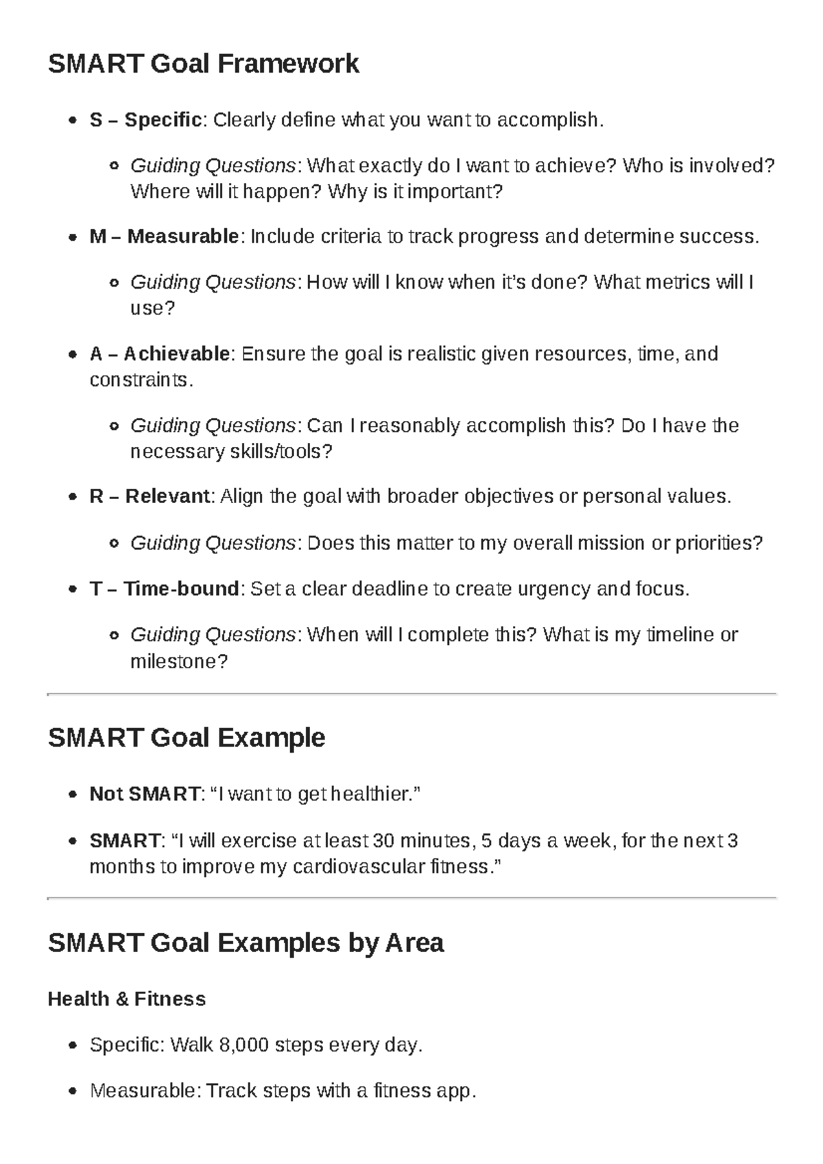 SMART Goal Framework: A Guide to Effective Goal Setting - Studocu