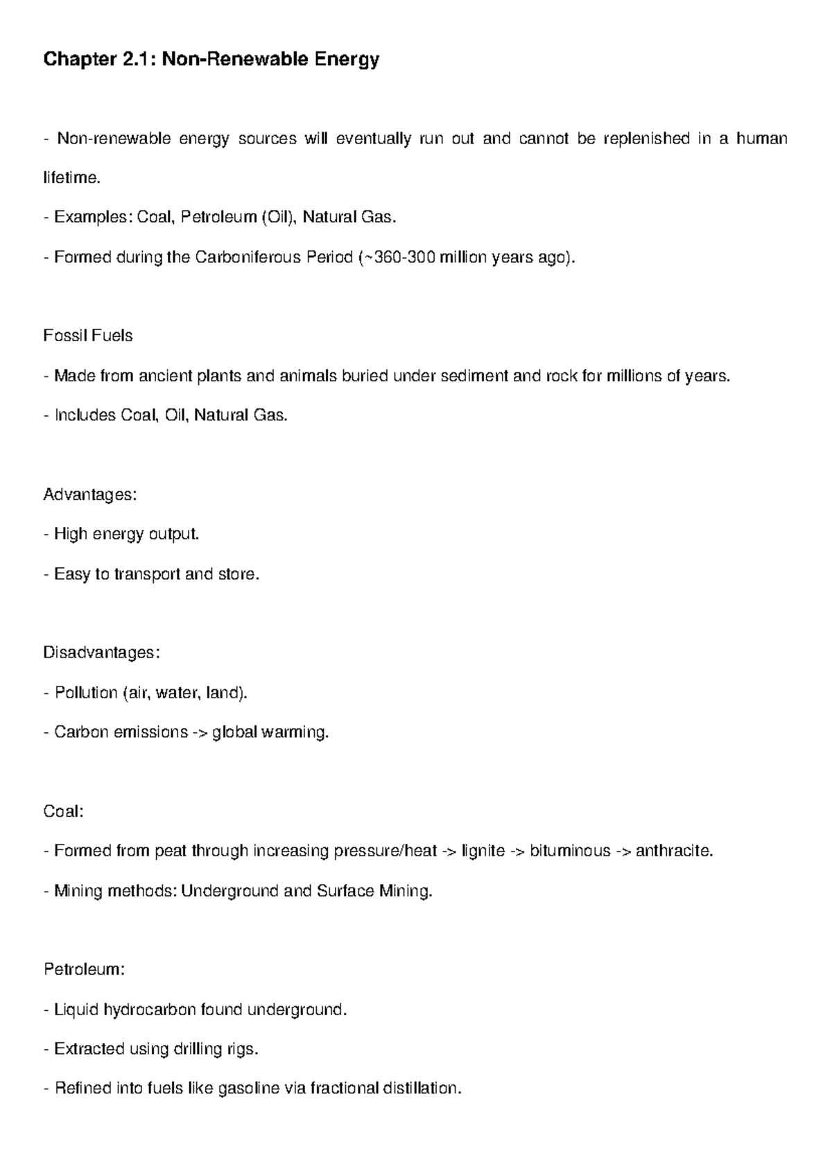 PHY380 Notes: Energy Sources, Fossil Fuels, and Renewables Overview ...