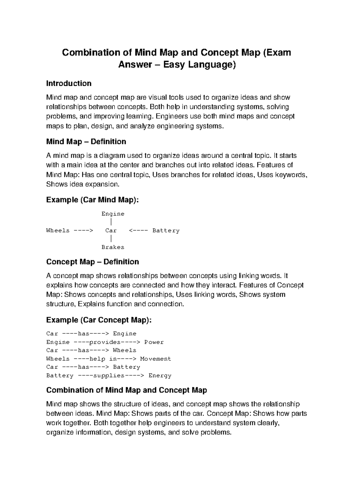 Mind Map & Concept Map Integration (Exam Answer Easy Language) - Studocu