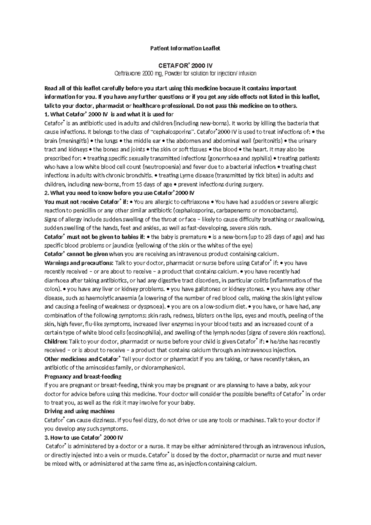 PIL- Cetafor-2000-IV rev10-2019 cv042020 - Patient Information Leaflet ...