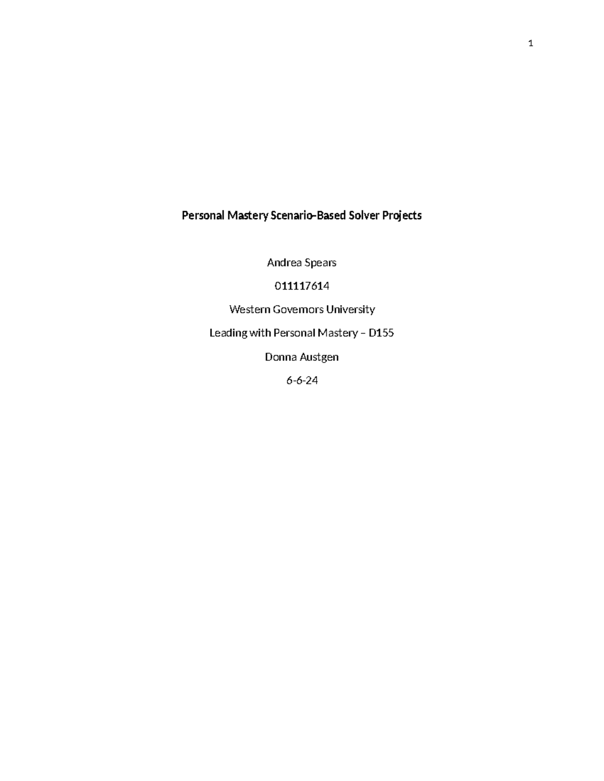 D155 Task 1 - Personal Mastery Scenario Solutions and Insights - Studocu
