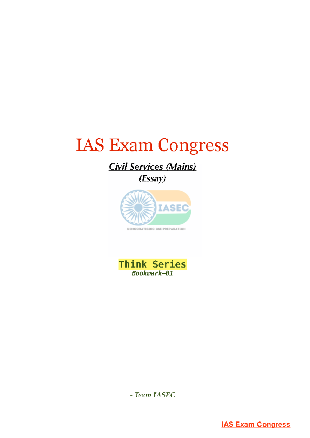Think 25 BM 01 - ADC: IAS Exam Essay on Impermanence and Meaning - Studocu