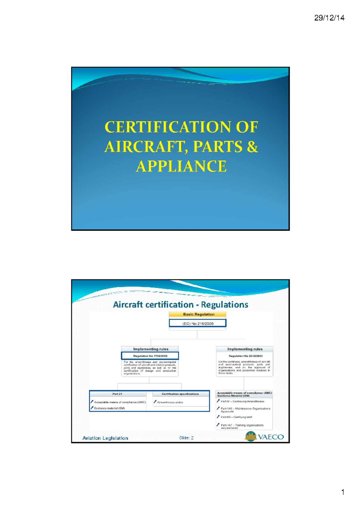 05. Part 21 Aircraft Certification - Aviation Legislation Slide: 2 ...