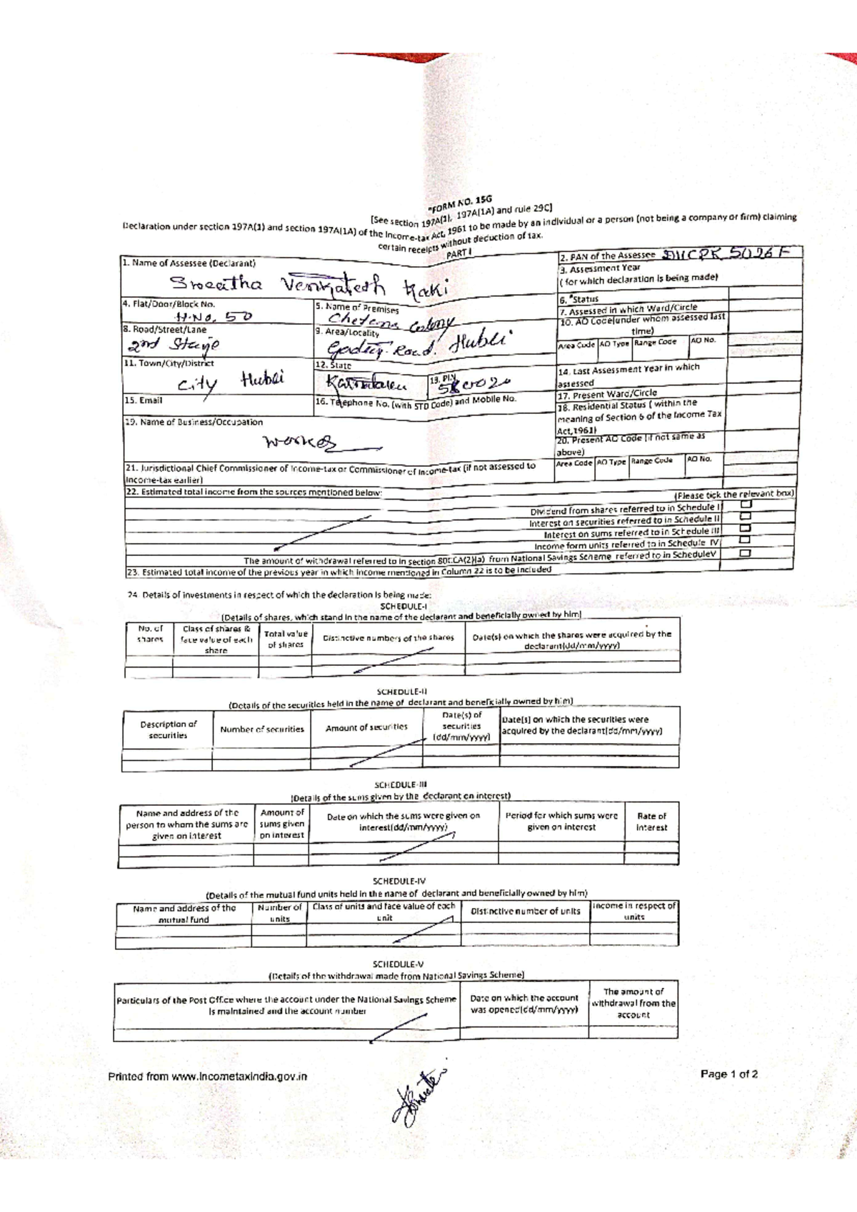 Form 15G Submission Guidelines and Important Information - Studocu