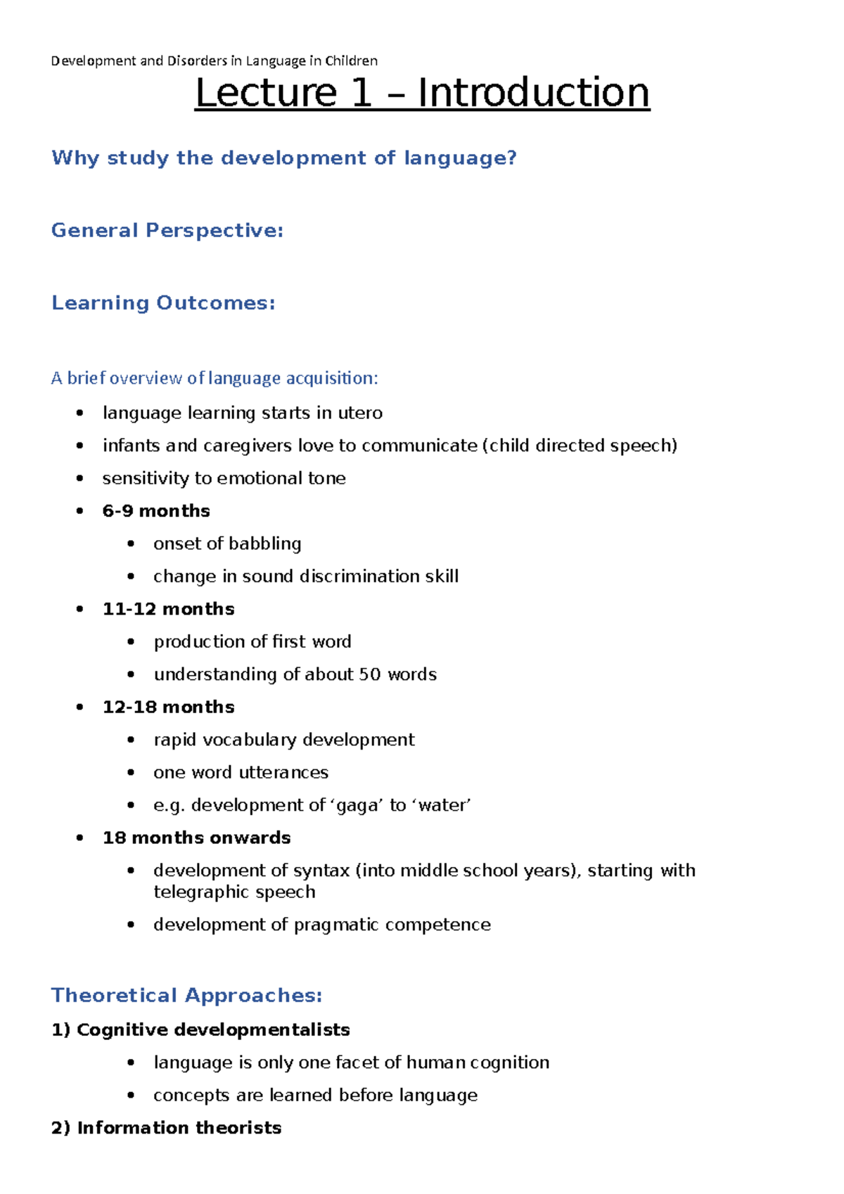 Language Development Lecture Notes: Key Concepts from 1-7 - Studocu