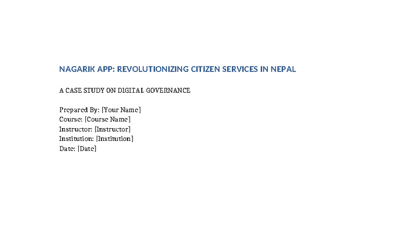 Nagarik App Case Study: Transforming Citizen Services in Nepal - Studocu