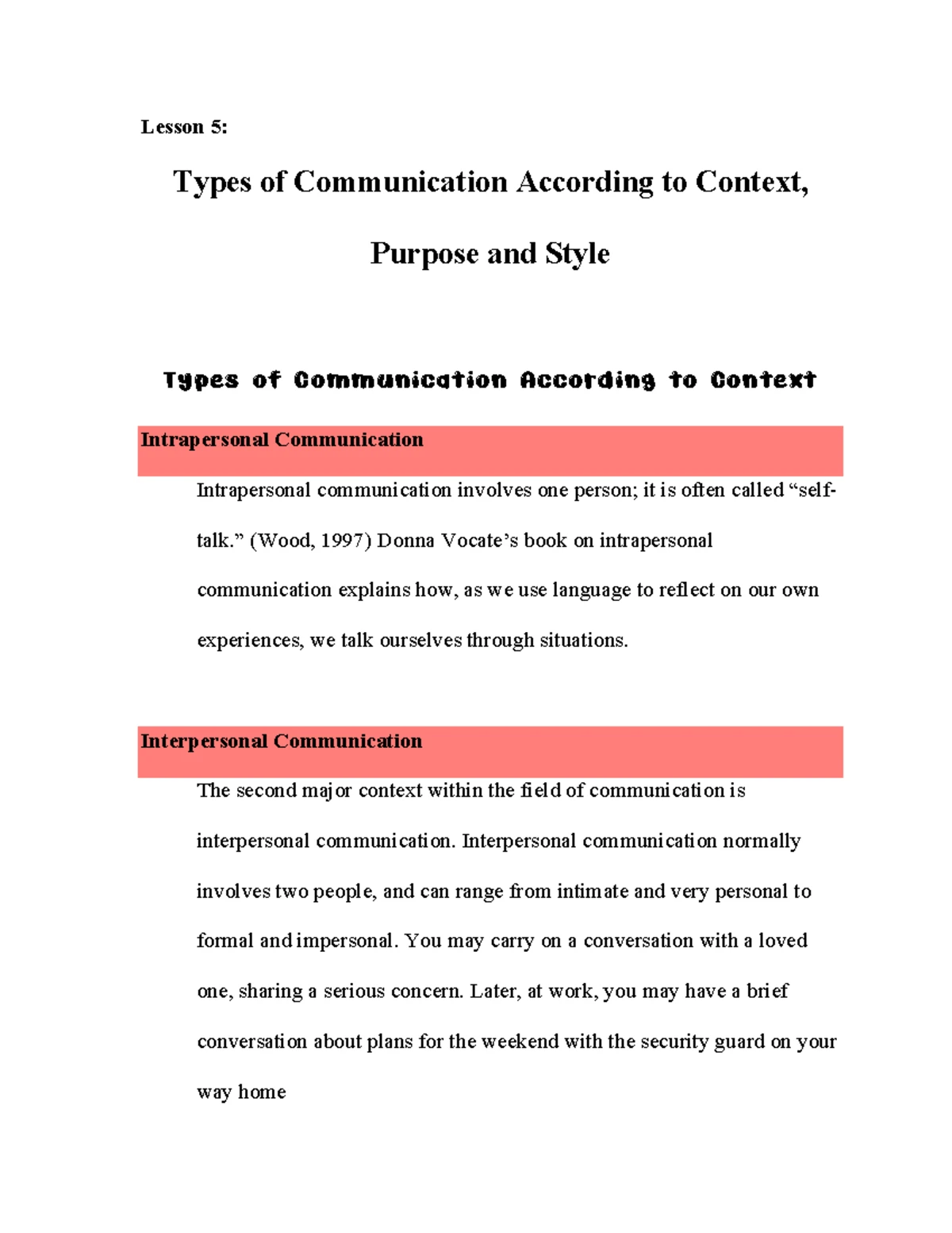Lesson 5 Types of Communication According to Context, Purpose and Style ...