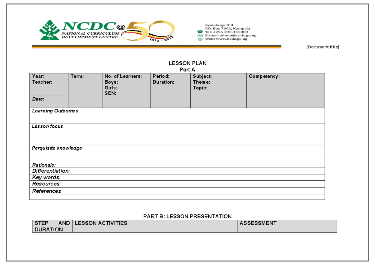 Lesson PLAN- Latest - Used by teachers during content delivery, CBC ...