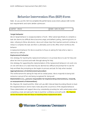 FBA BIP Form D001 - FBA\BIP Form - D001 Task 1 Functional Behavioral ...