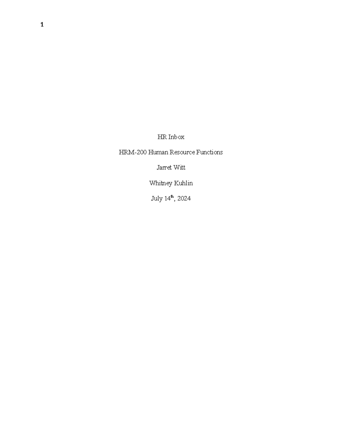 HRM-200 Final Assignment: Overview of HR Functions and Culture Support ...