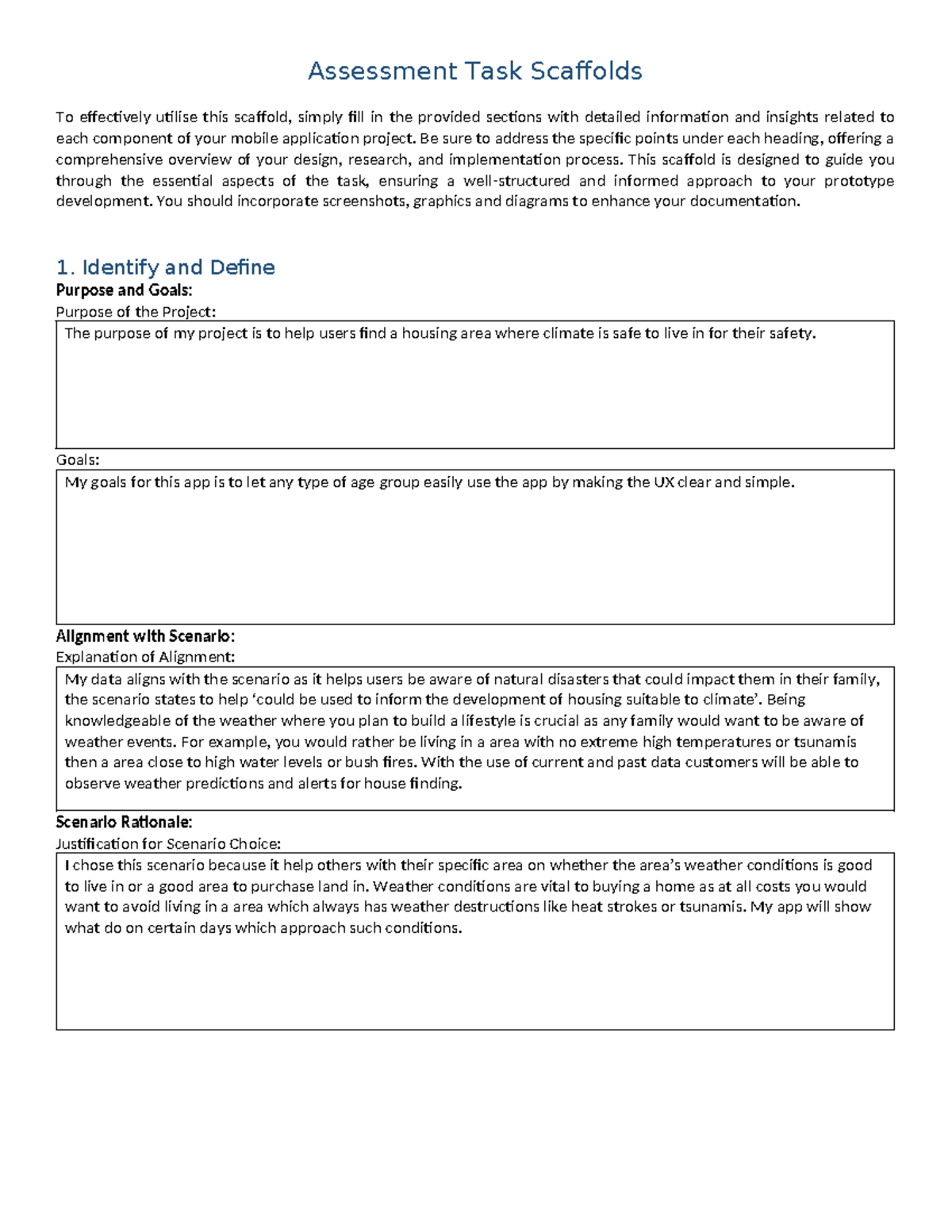 Scaffold for Assessment Task 1 - 11 Enterprise - Assessment Task ...