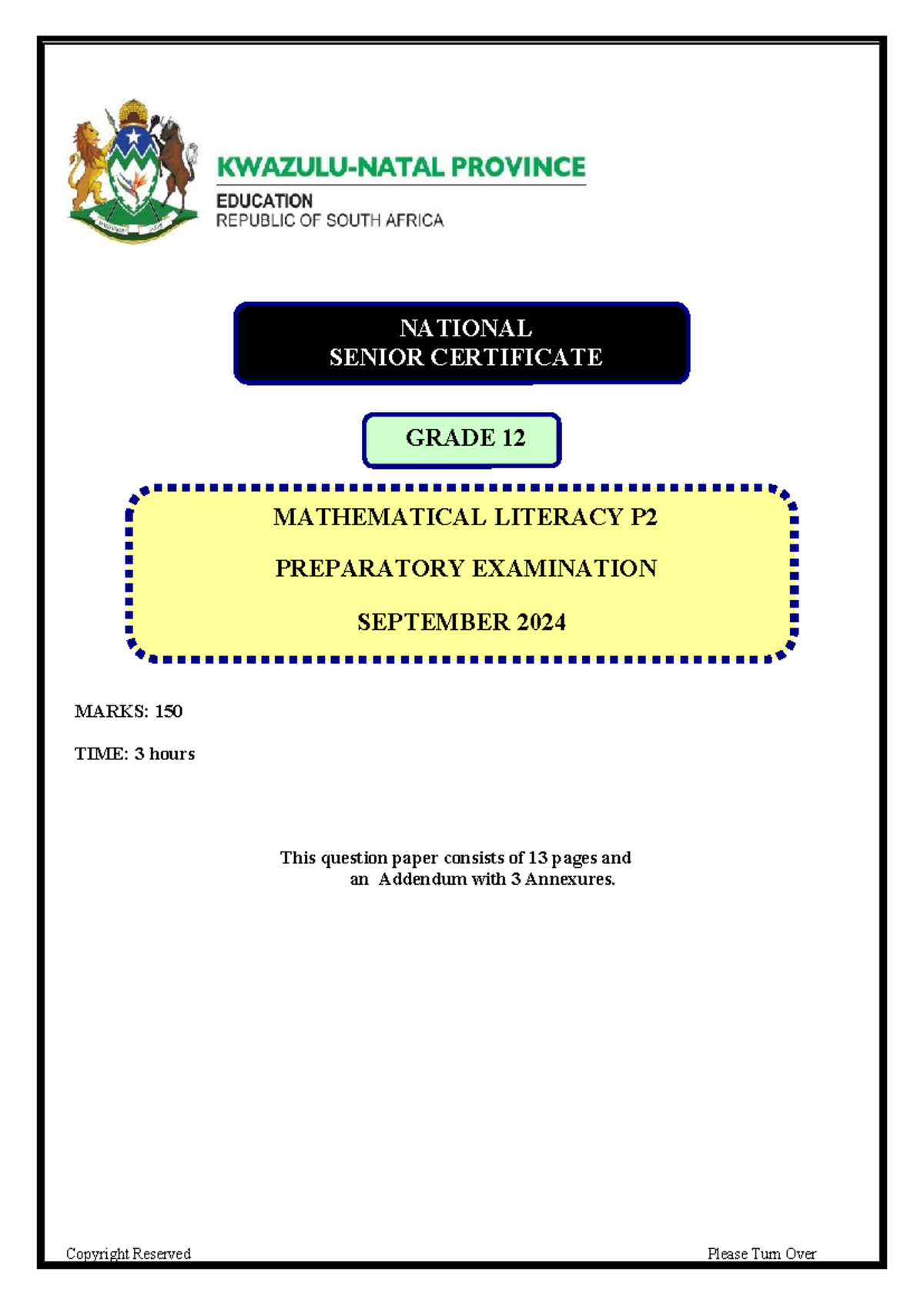 Maths LIT P2 QP 2024 Final Exam for Grade 12 NSC Students - Studocu