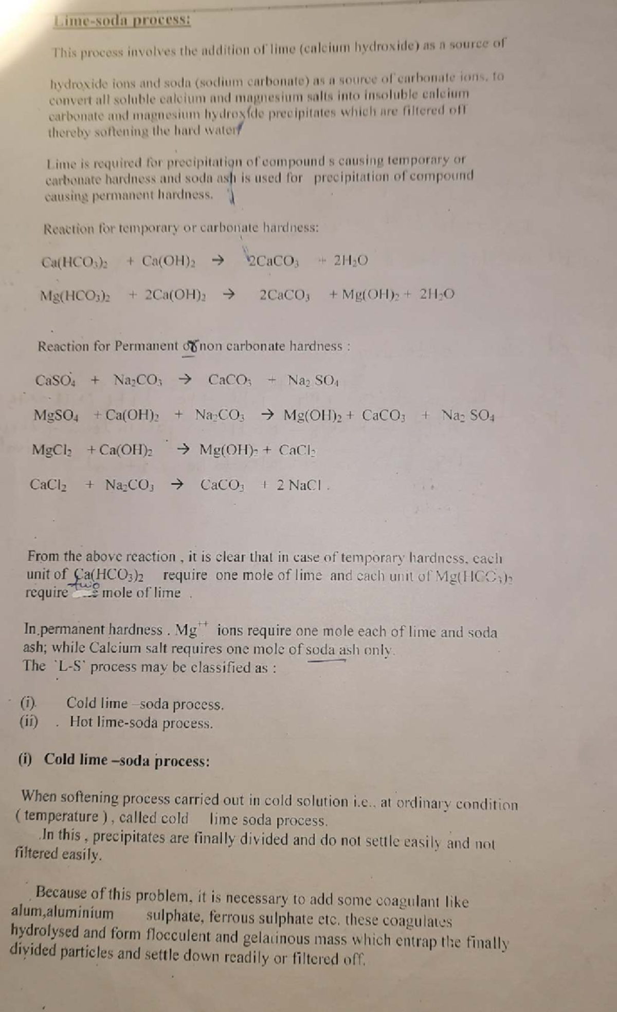Lime Soda Process: Softening Hard Water - Chemistry Notes (CHEM101 ...