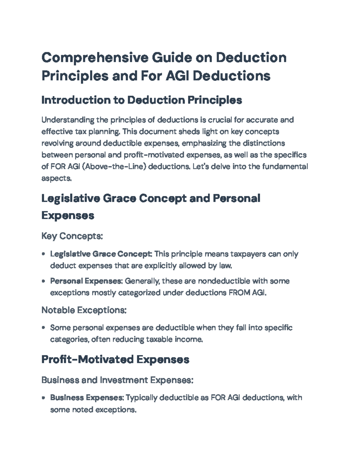 Comprehensive Guide to AGI Deductions: Principles and Tax Planning ...