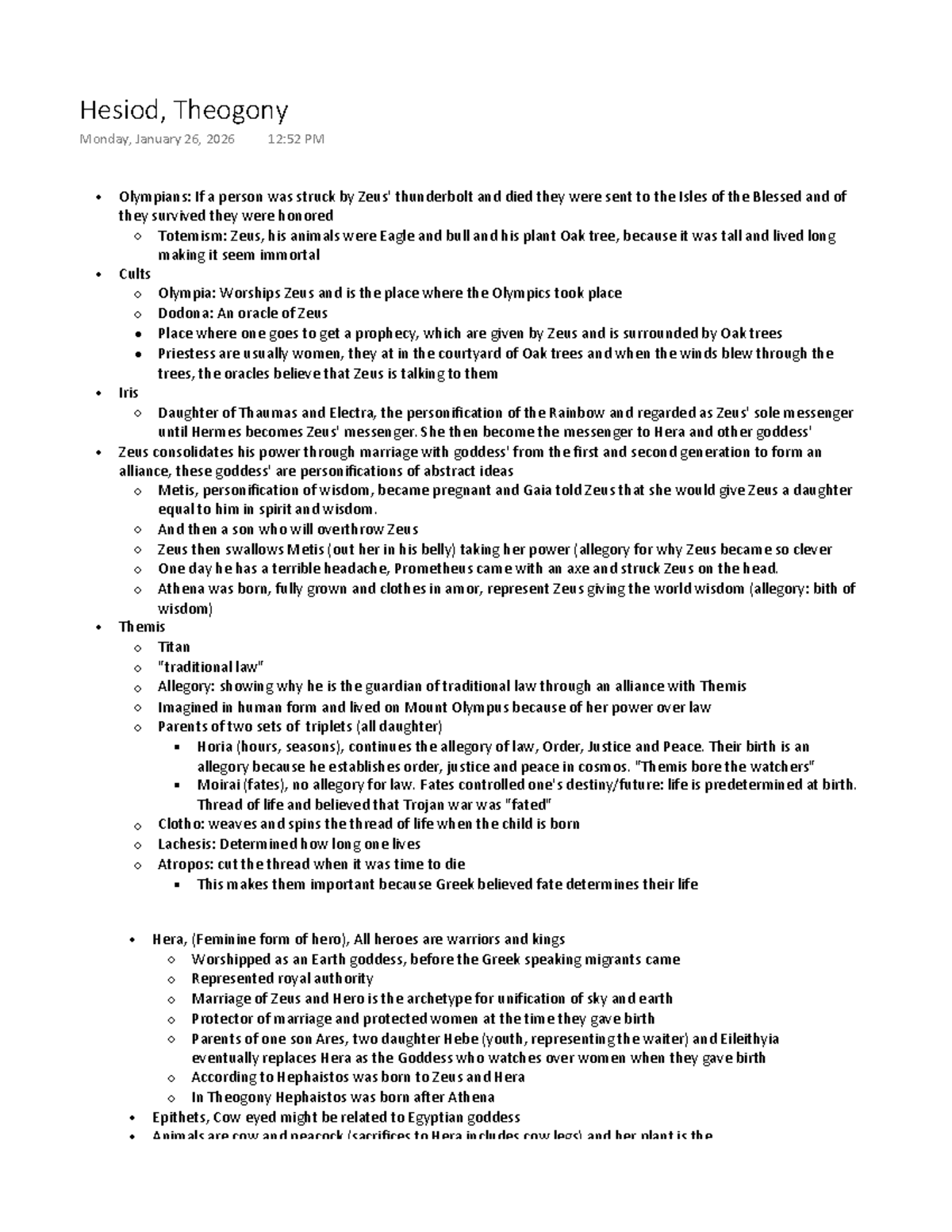 Hesiod, Theogony - Lecture Notes and Textbook Insights - Studocu