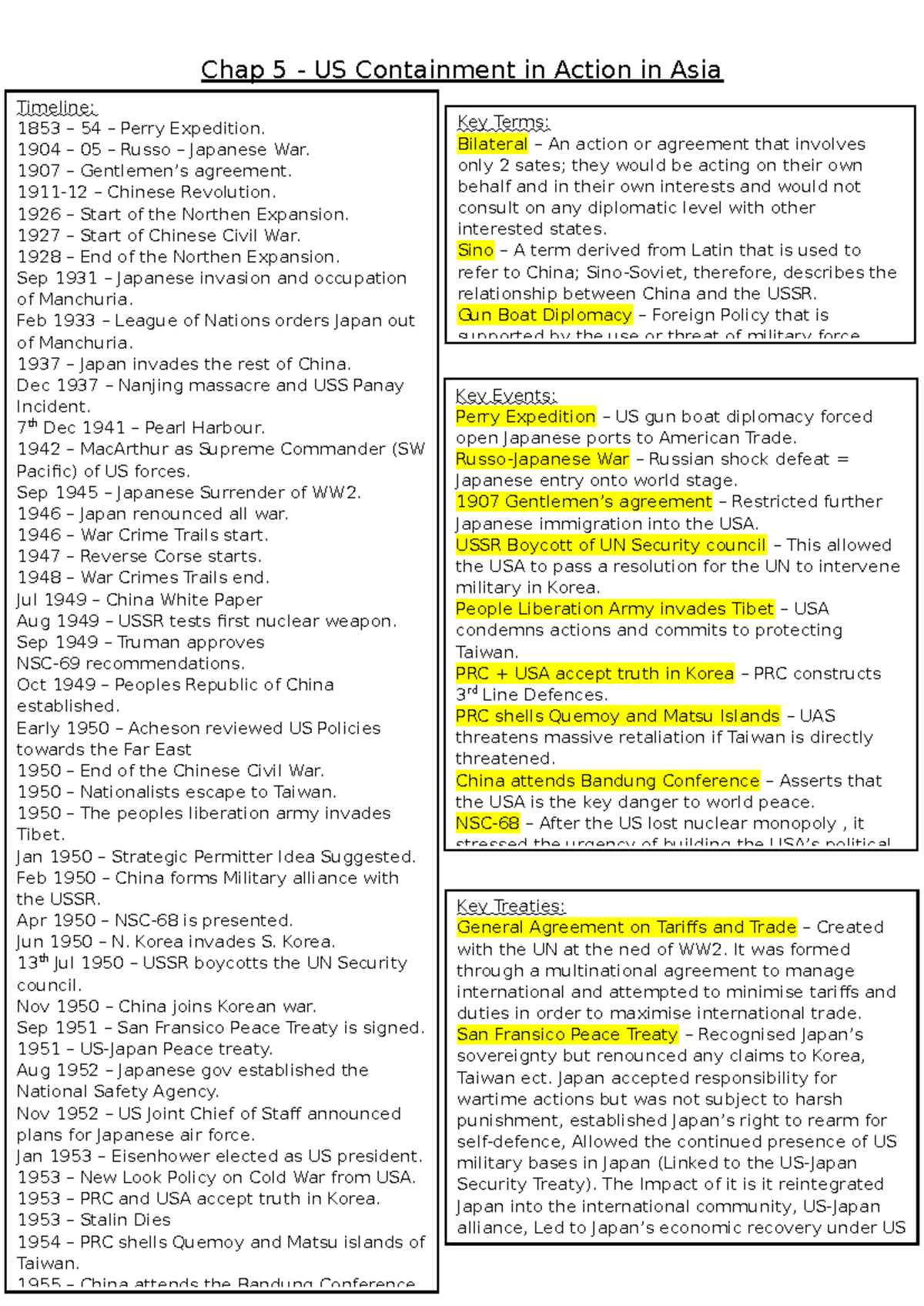Chap 5 - AQA Cold War: US Containment in Asia Timeline (1853-1955 ...