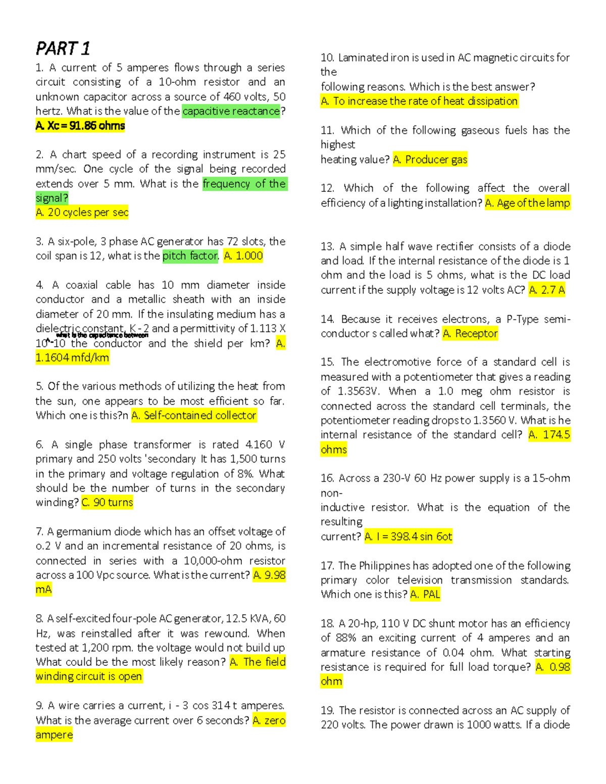 Reviewer EE 2: Key Terms and Sample Problems for Exam Prep - Studocu