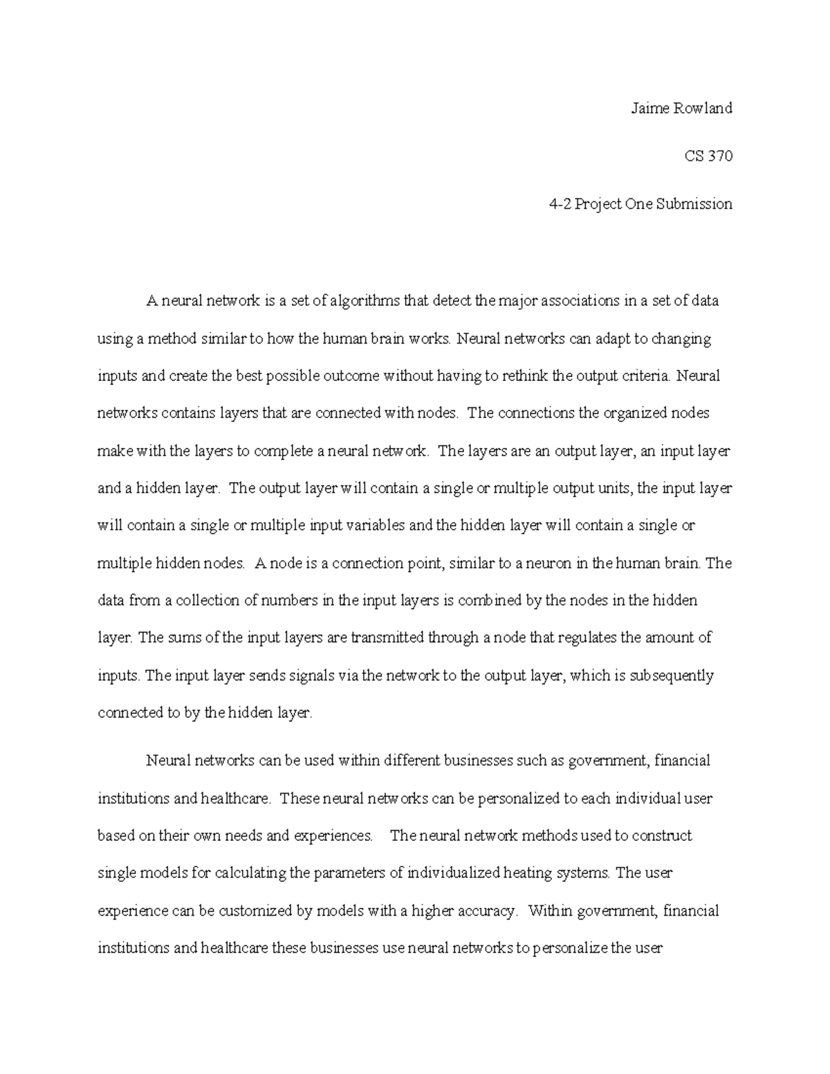 CS 370 Final Project 1: Neural Networks and GDPR Implications - Studocu