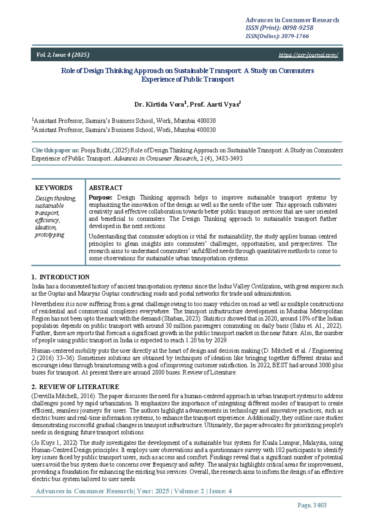 Role of Design Thinking in Sustainable Transport: A Commuter Study (ACR ...
