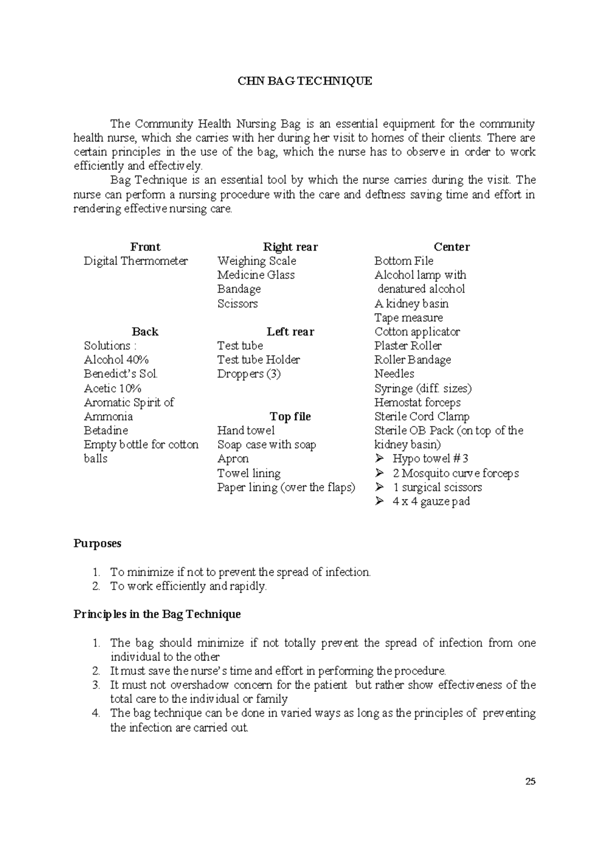 Community Health Nursing Bag Technique: Principles & Implementation ...