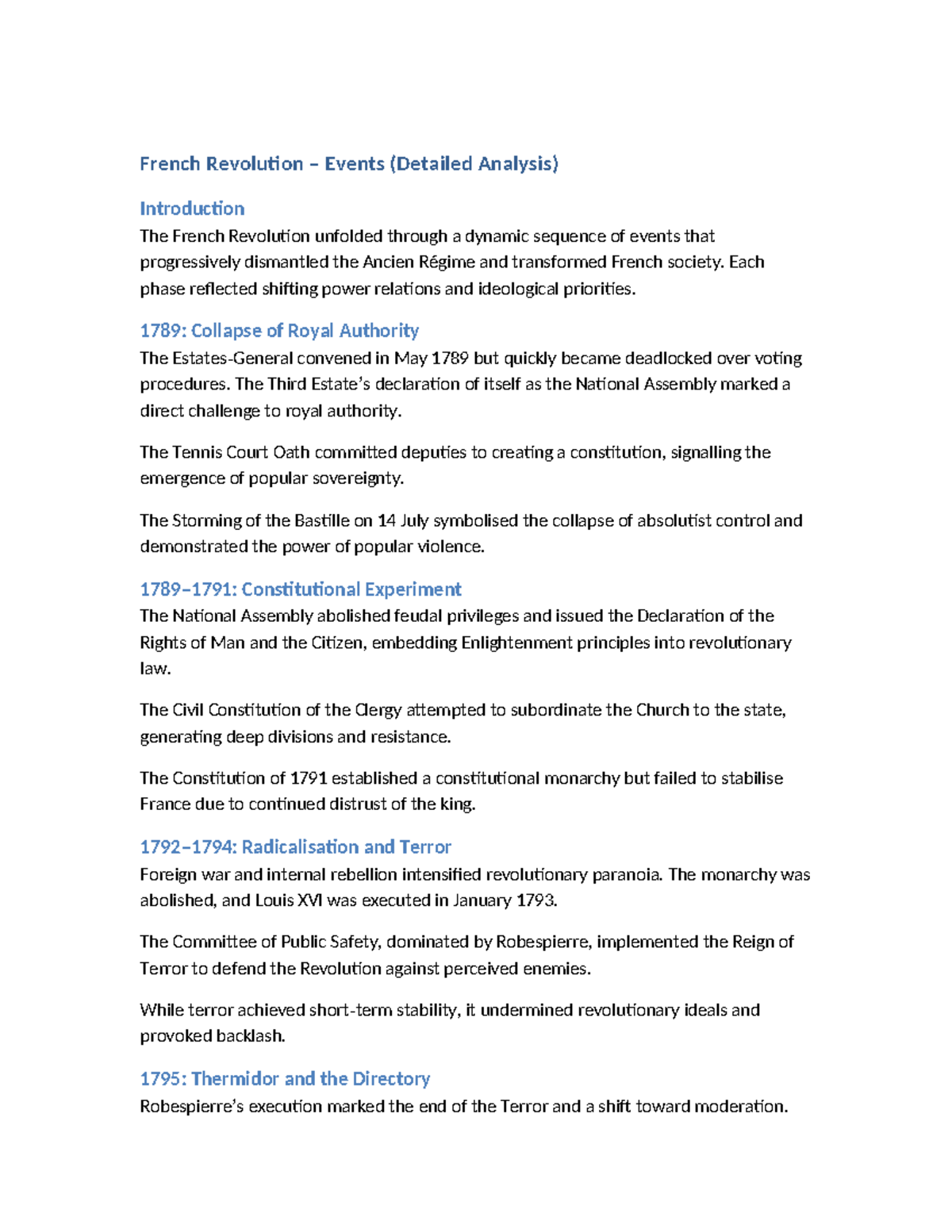 French Revolution Events (Detailed Analysis) - Key Phases and Impact ...