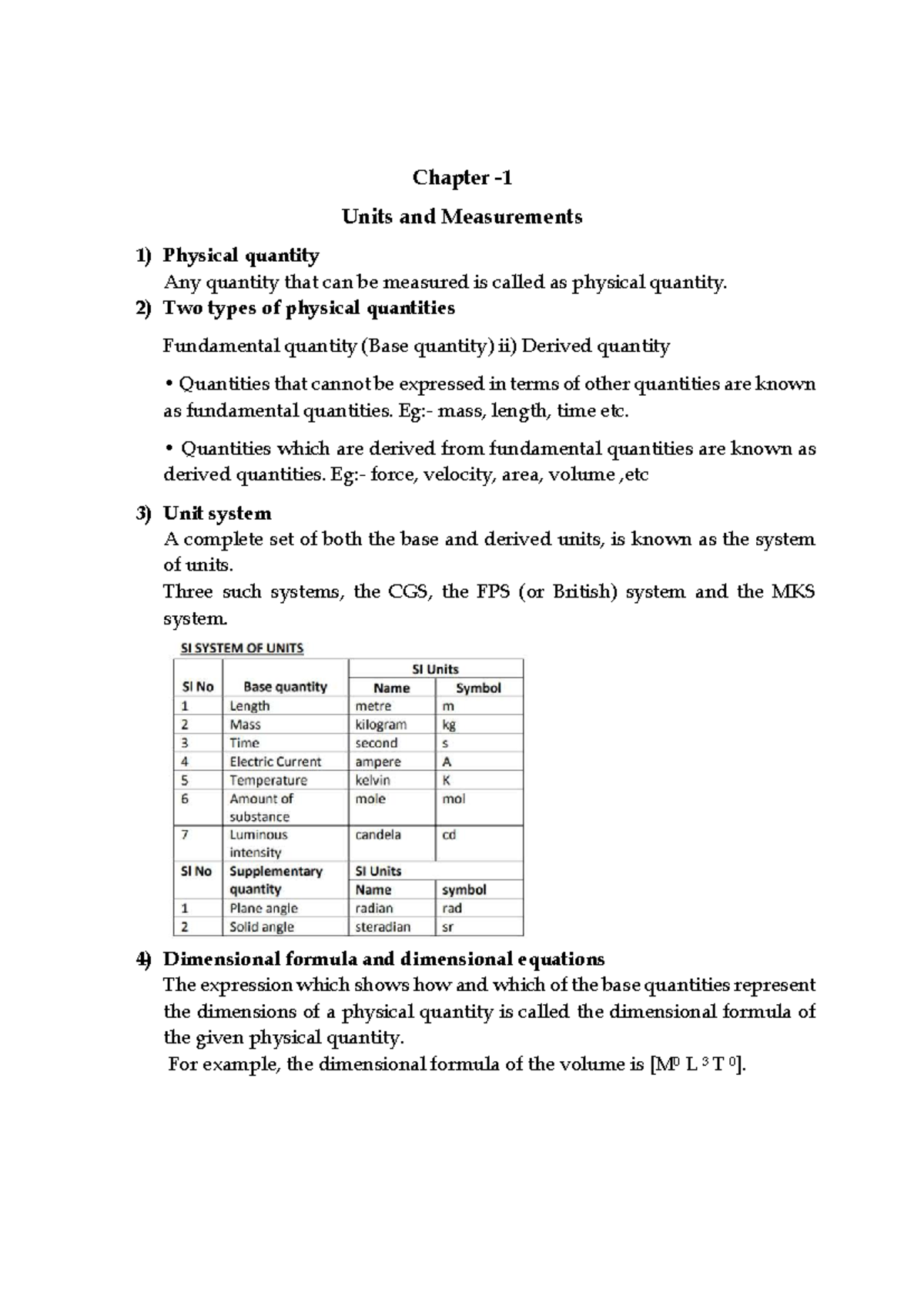 Units and Measurements: Chapter Overview for GRB - Studocu