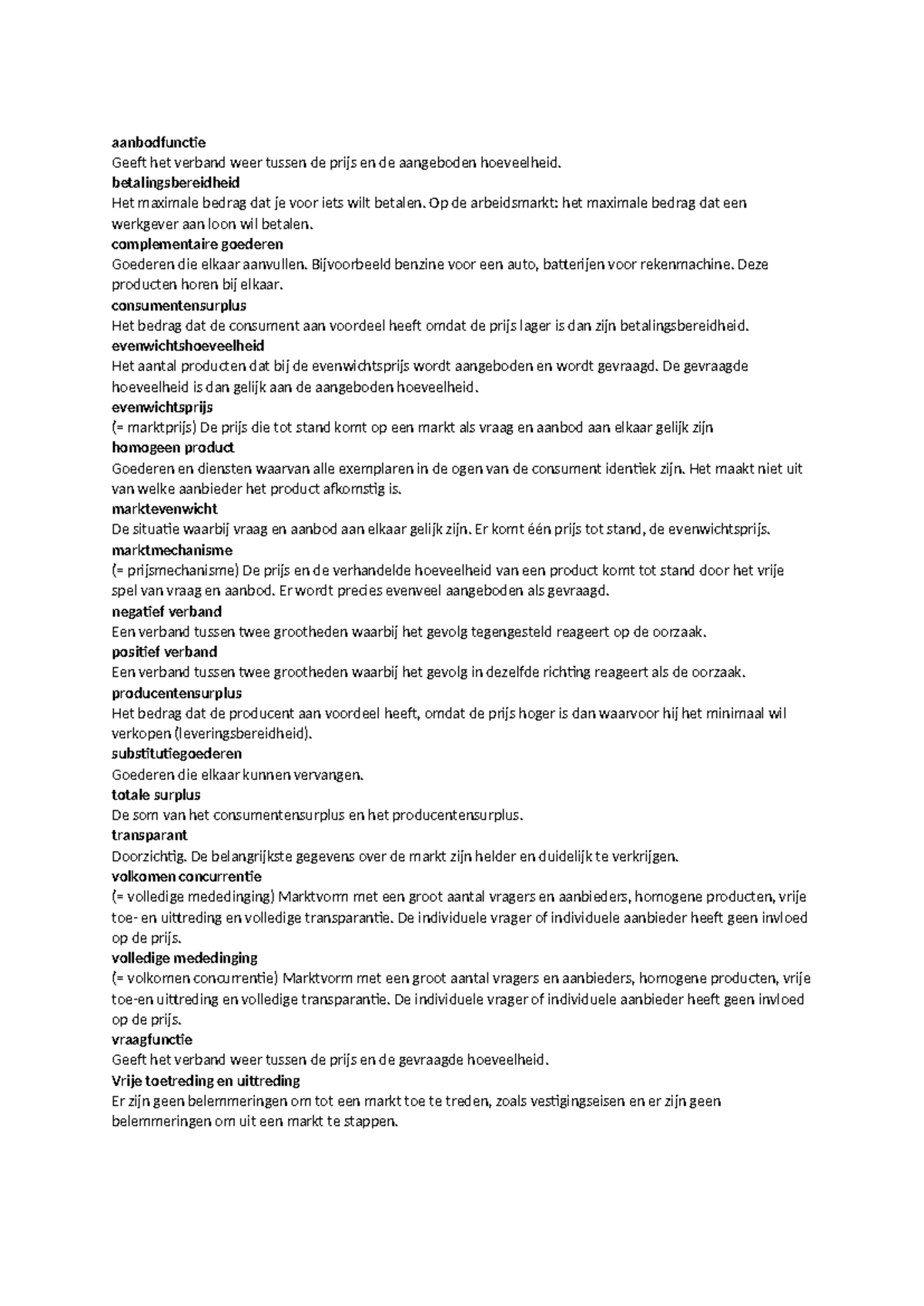 Economie V&E - Hoofdstuk 3-5: Belangrijke Concepten en Definities ...