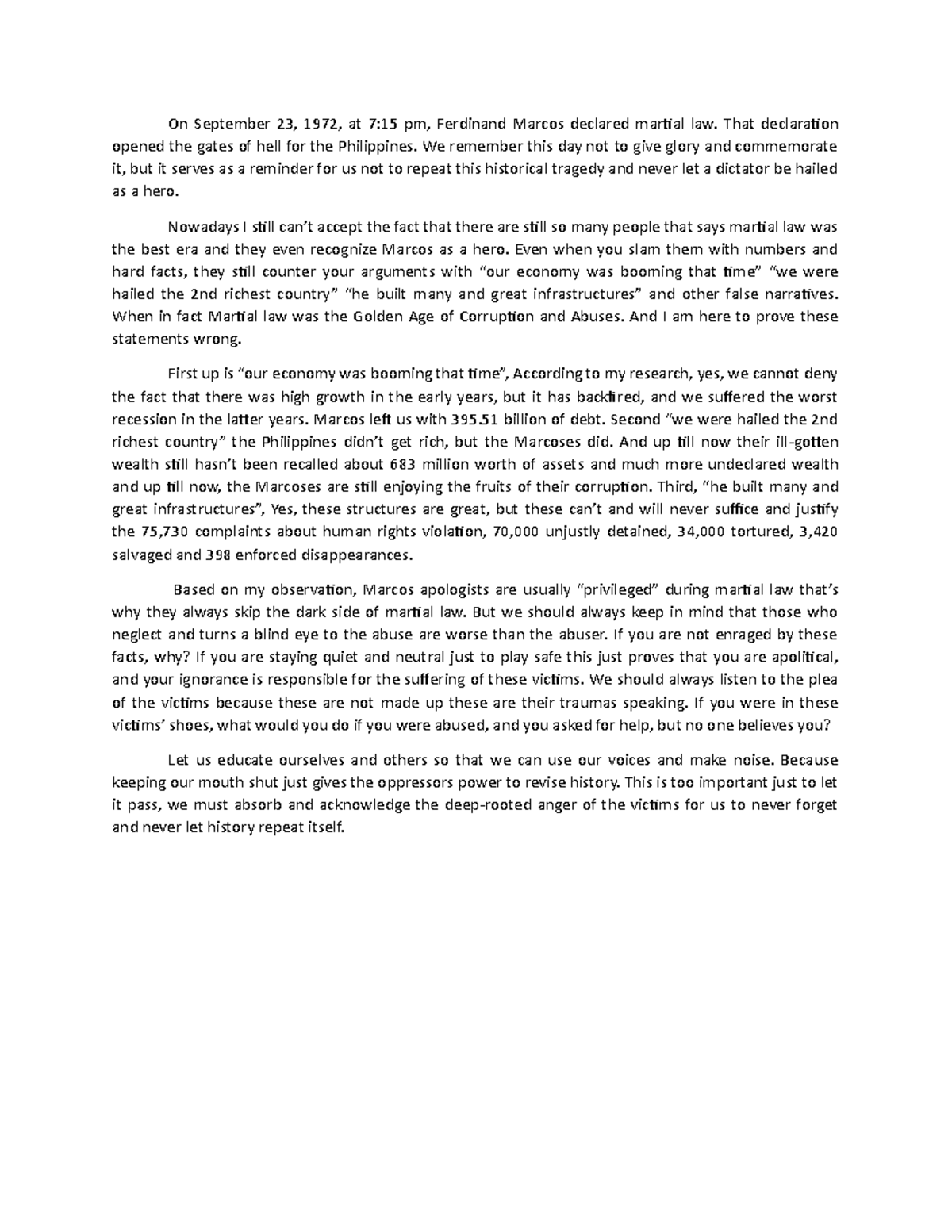 Martial Law Reflection - On September 23, 1972, at 7:15 pm, Ferdinand ...