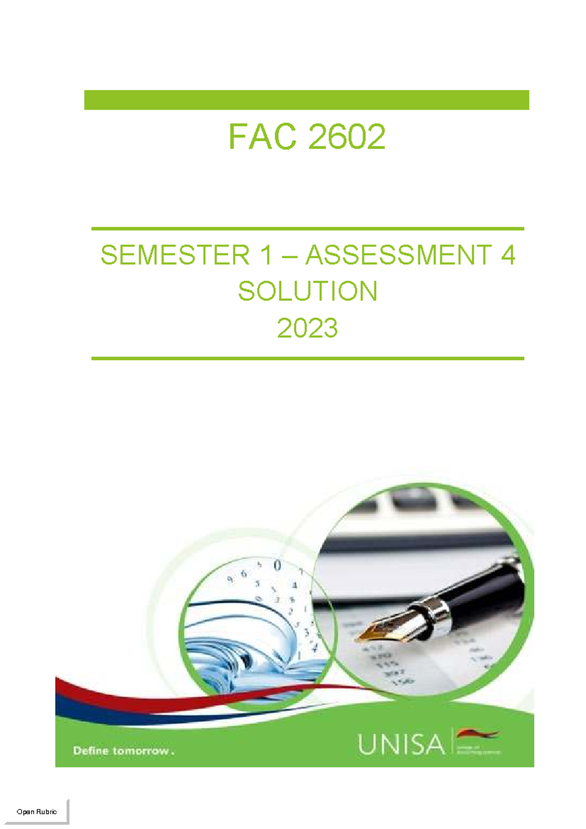 FAC 2602 S1 2023 Assessment 4 Detailed Solution Guide - Studocu