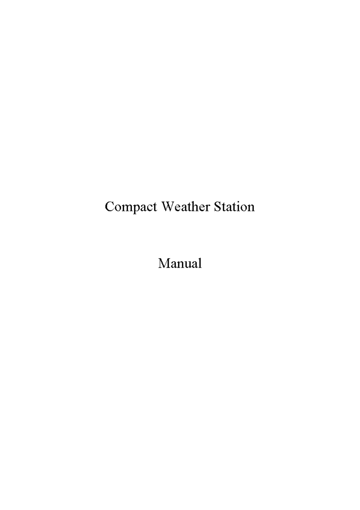 XF600L Compact Weather Station Sensor Technical Data Manual - Studocu