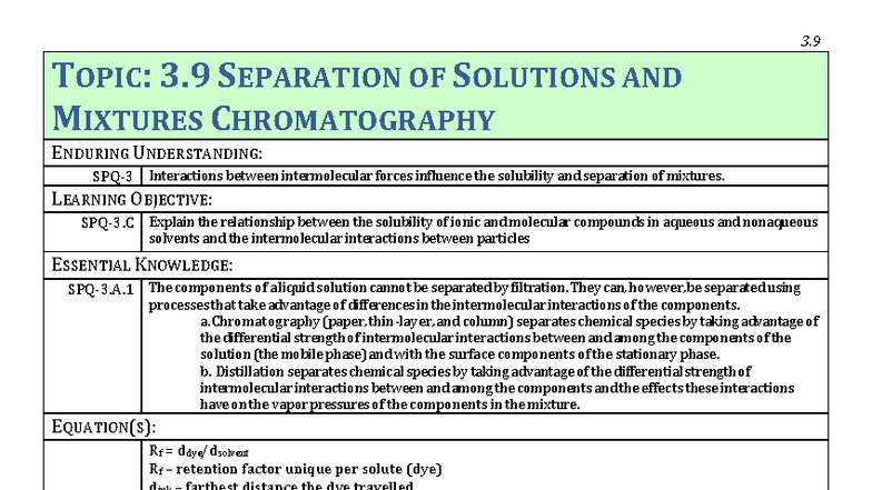 3.9 AP Chemistry: Separation of Solutions & Mixtures via Chromatography ...