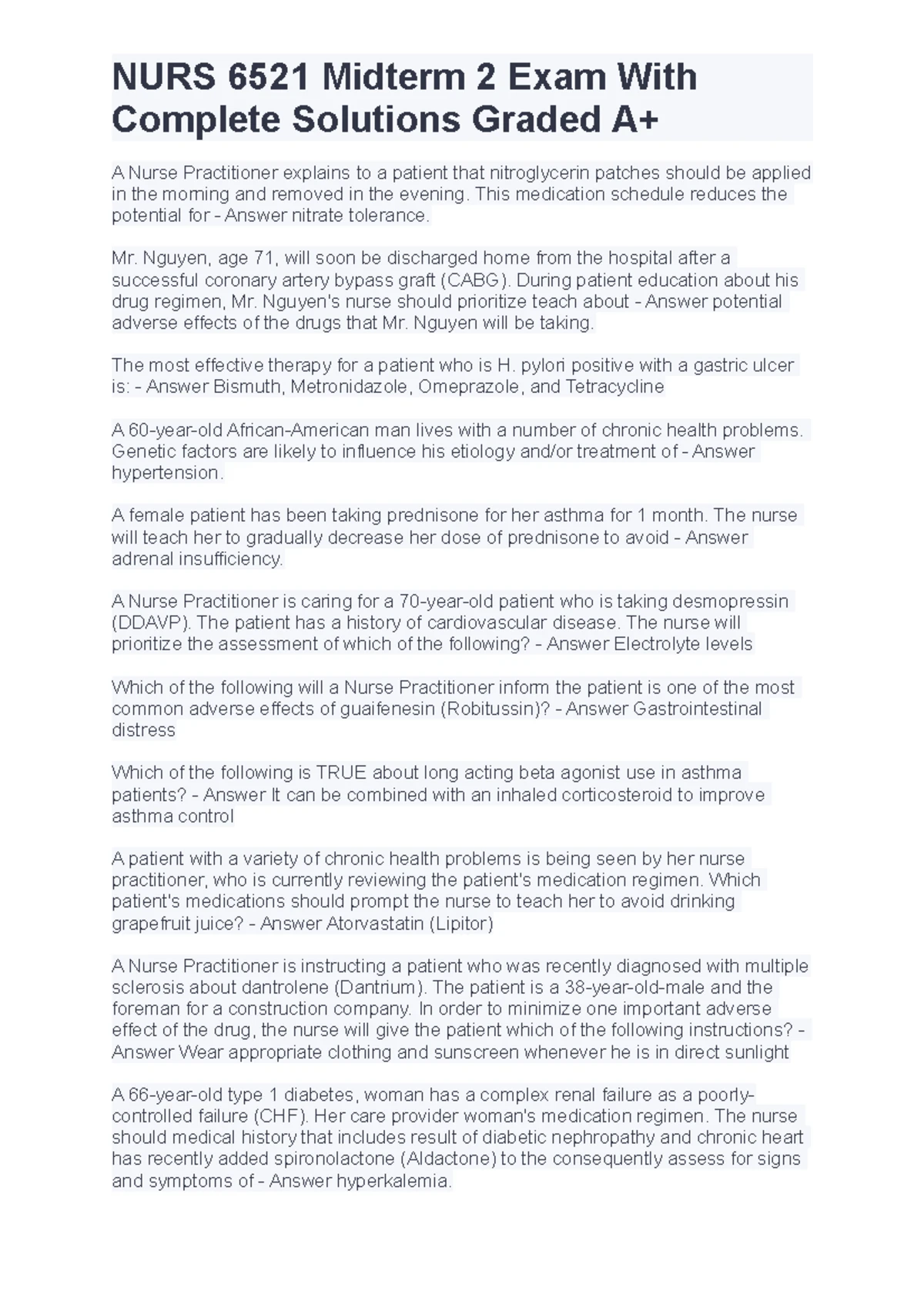 DSP 1 Exam (Latest) Questions With Complete Solutions - To help the DSP ...