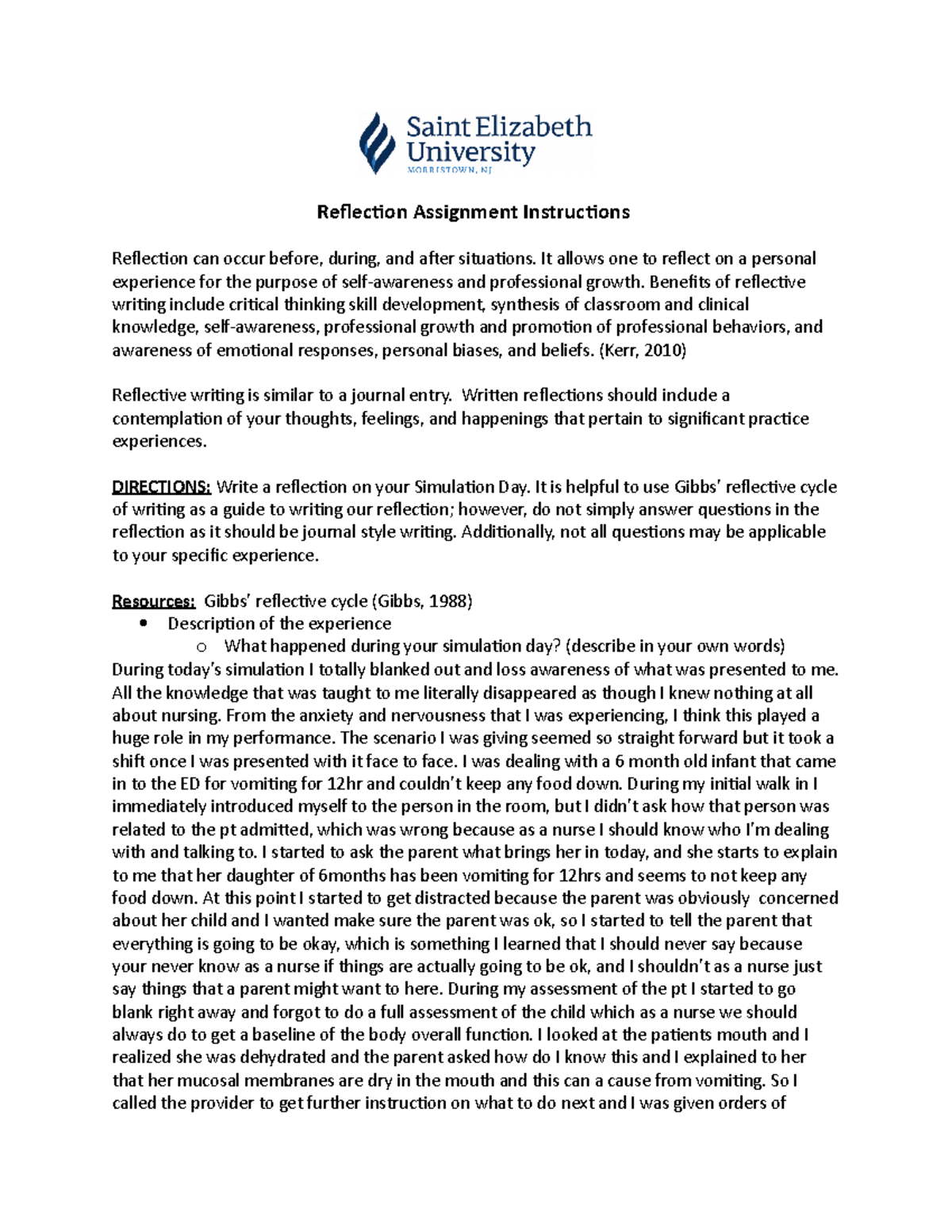 NURS401 Simulation Reflection Assignment Guidelines and Insights - Studocu