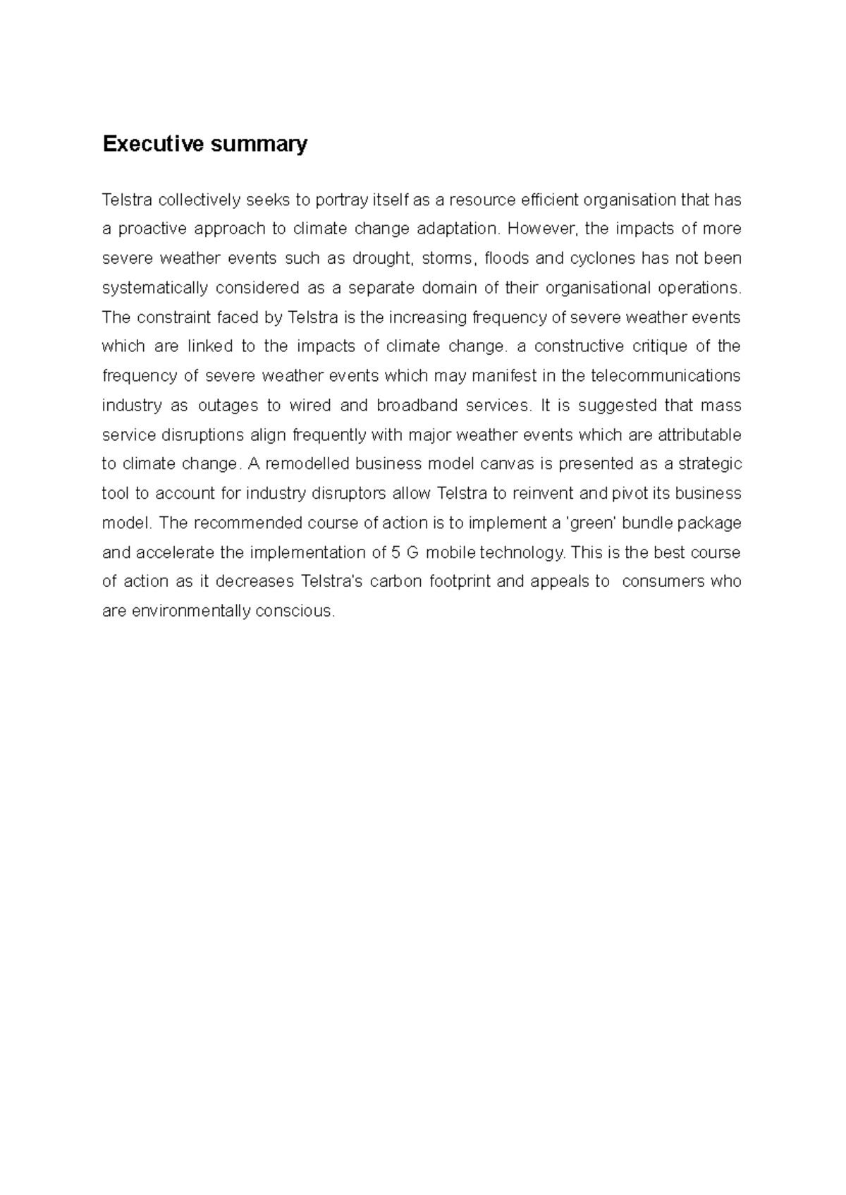 Assignment 3 - Telstra's Climate Resilience Strategy and Business Model ...