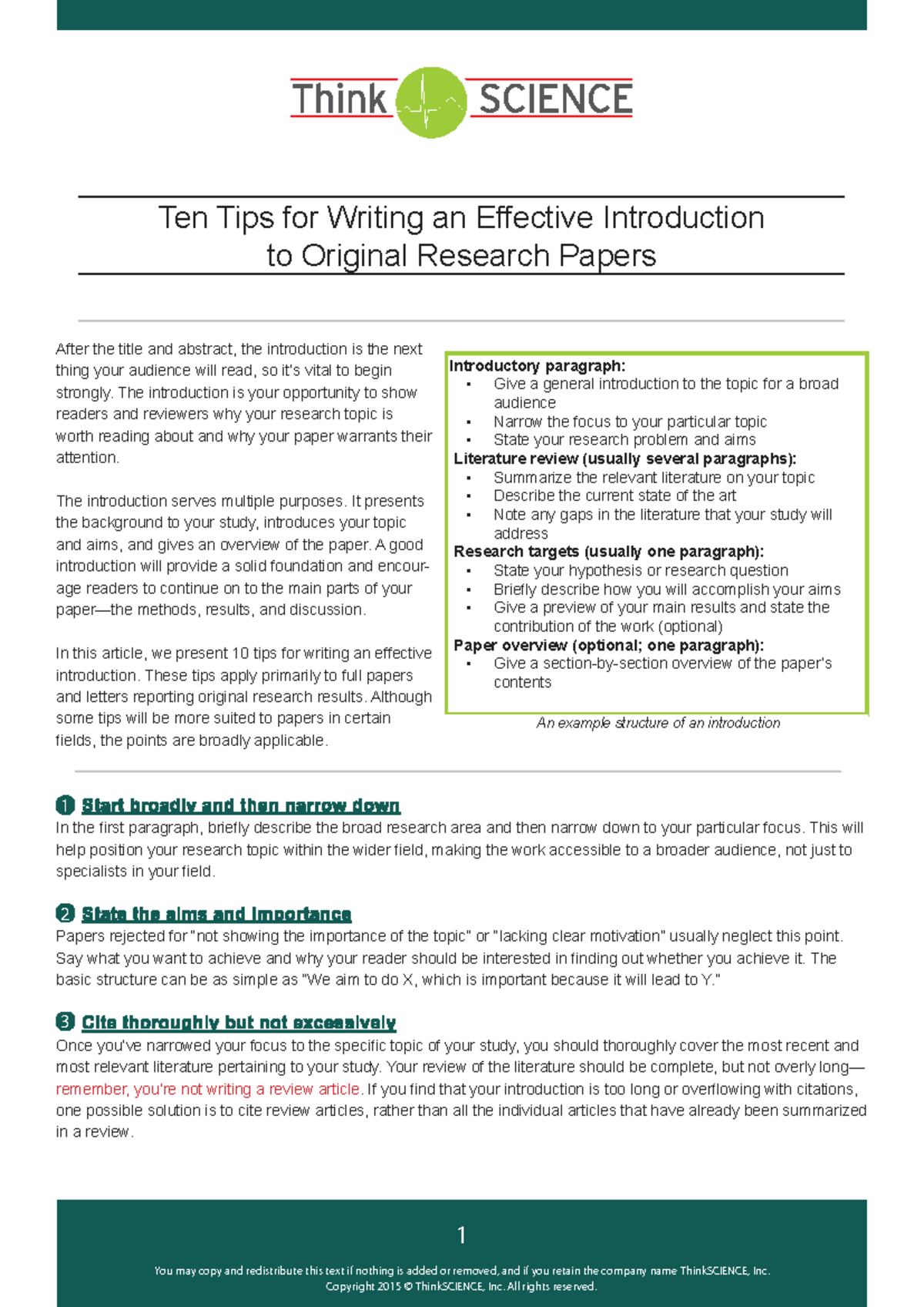 Writing an Effective Introduction to Research Papers: 10 Tips - Studocu