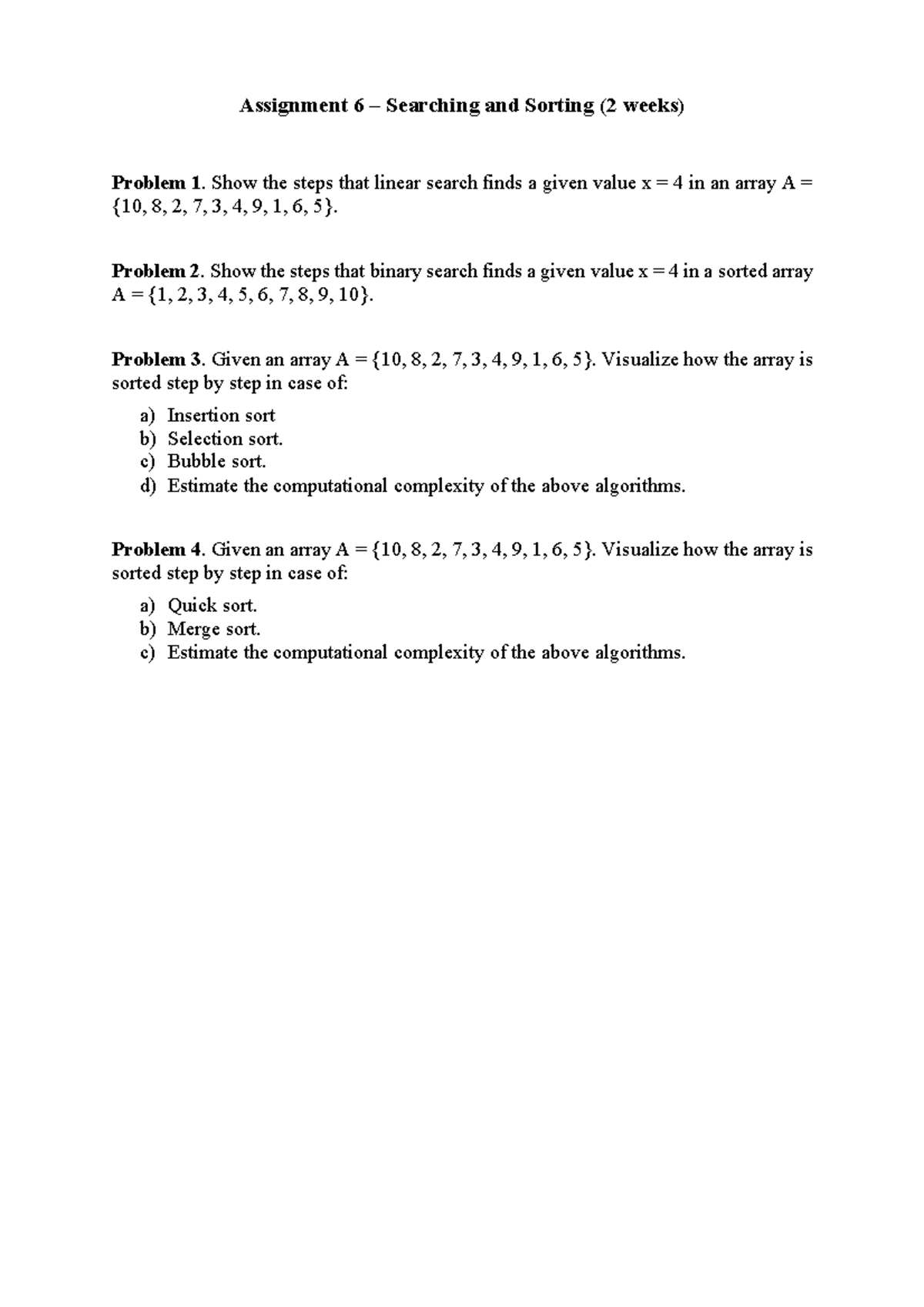 Assignment-06 - Data Structure and Algorithm - Assignment 6 – Searching ...