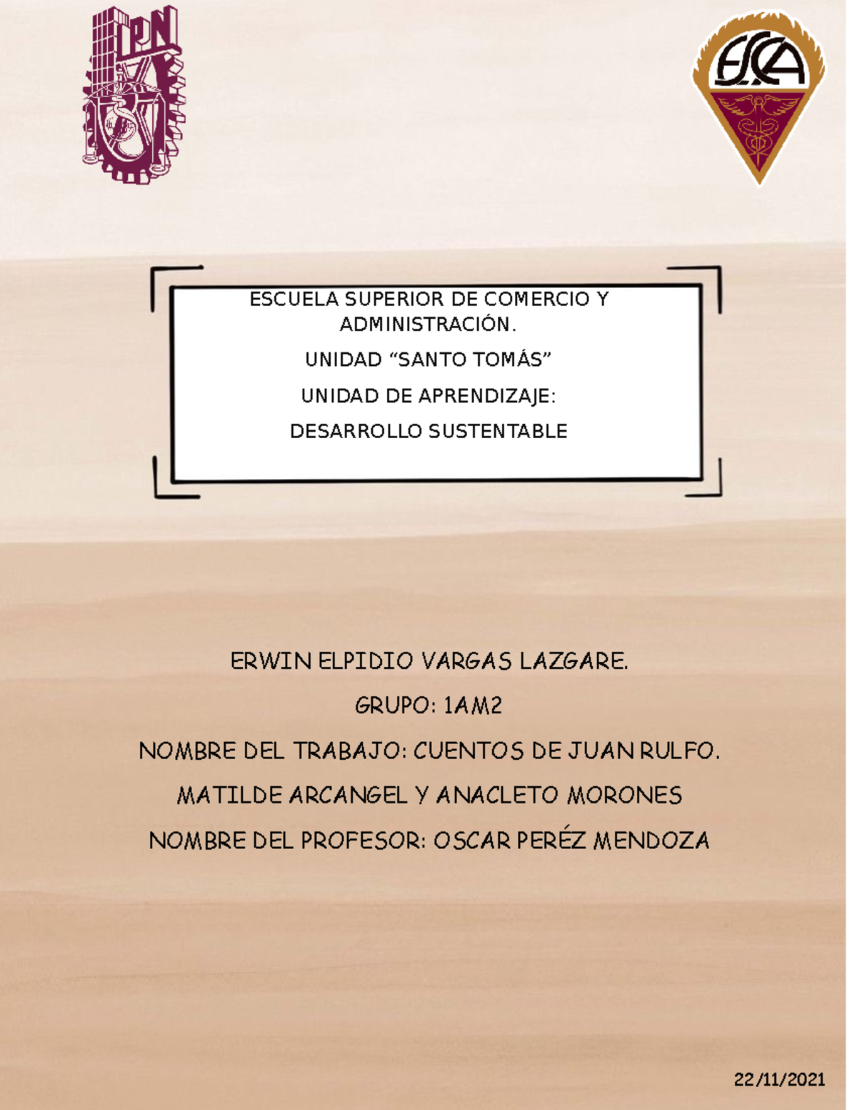 Tarea V JUAN Rulfo Anacleto Mores Y Matilde Arcangel - 22/11/ ERWIN ...
