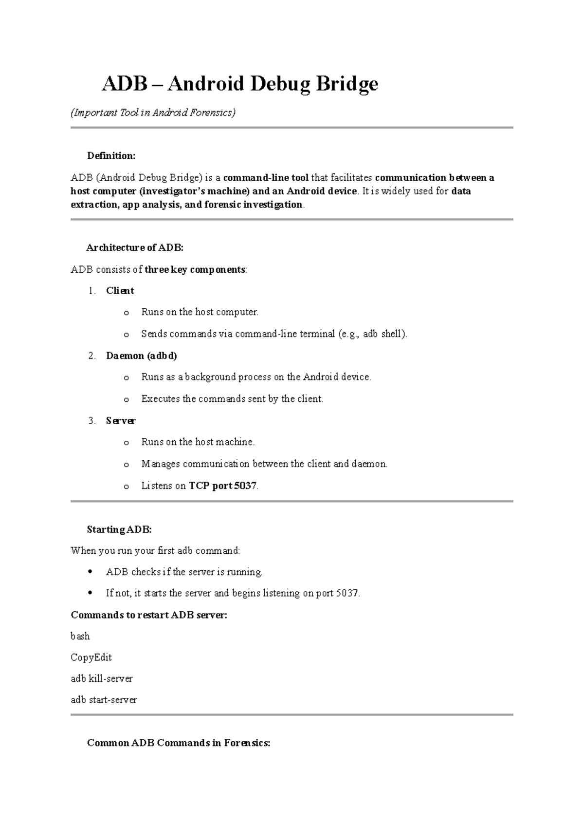 DMF-5-1: ADB in Android Forensics - Essential Tool Overview - Studocu