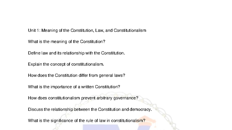 Unit 1: Understanding the Constitution, Law, and Constitutionalism ...