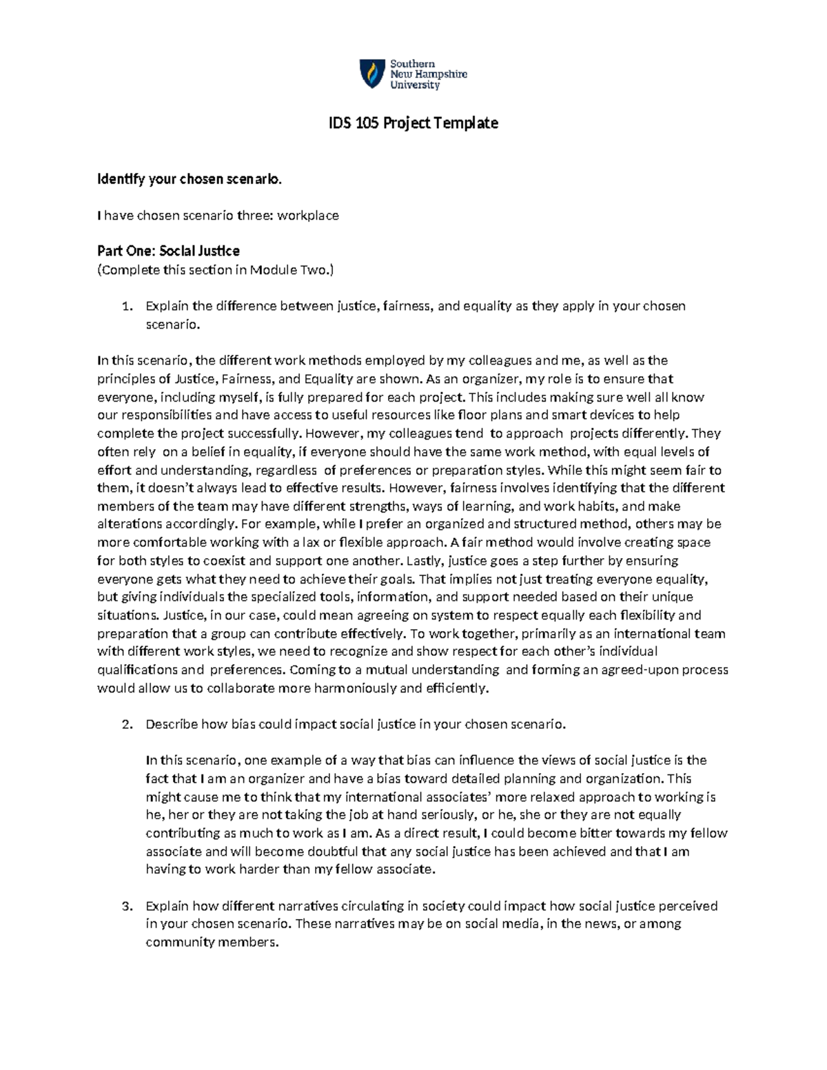 IDS 105 Project Template: Social Justice and Cultural Fluency Analysis - Studocu