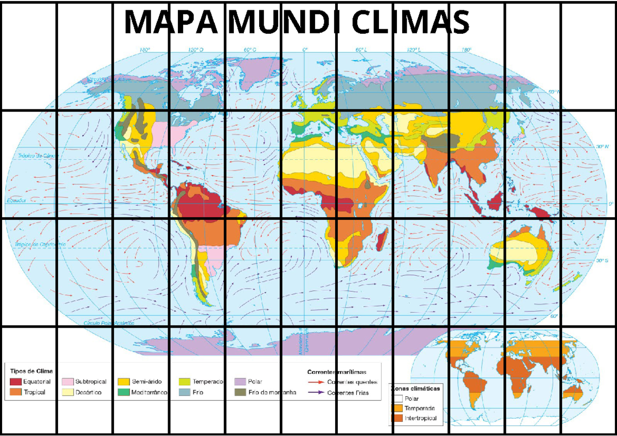 MAPA Mundi Climas - poster mapa do mundo - Geografia - MAPA MUNDI CLIMAS O o Sircula Trópico de ...