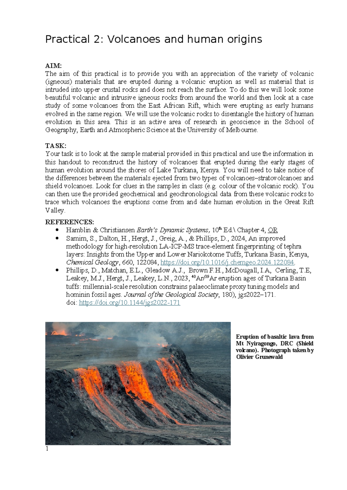 Practical 2: Volcanoes and Human Evolution in the Great Rift Valley ...