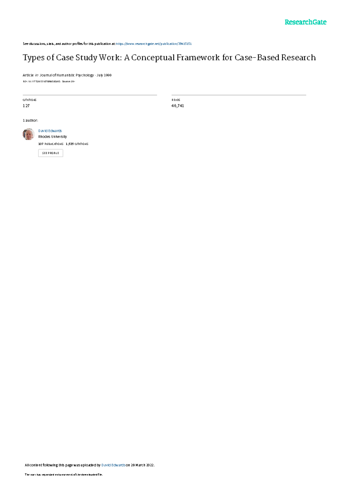 Types of Case Study Research: A Conceptual Framework and Methodology ...