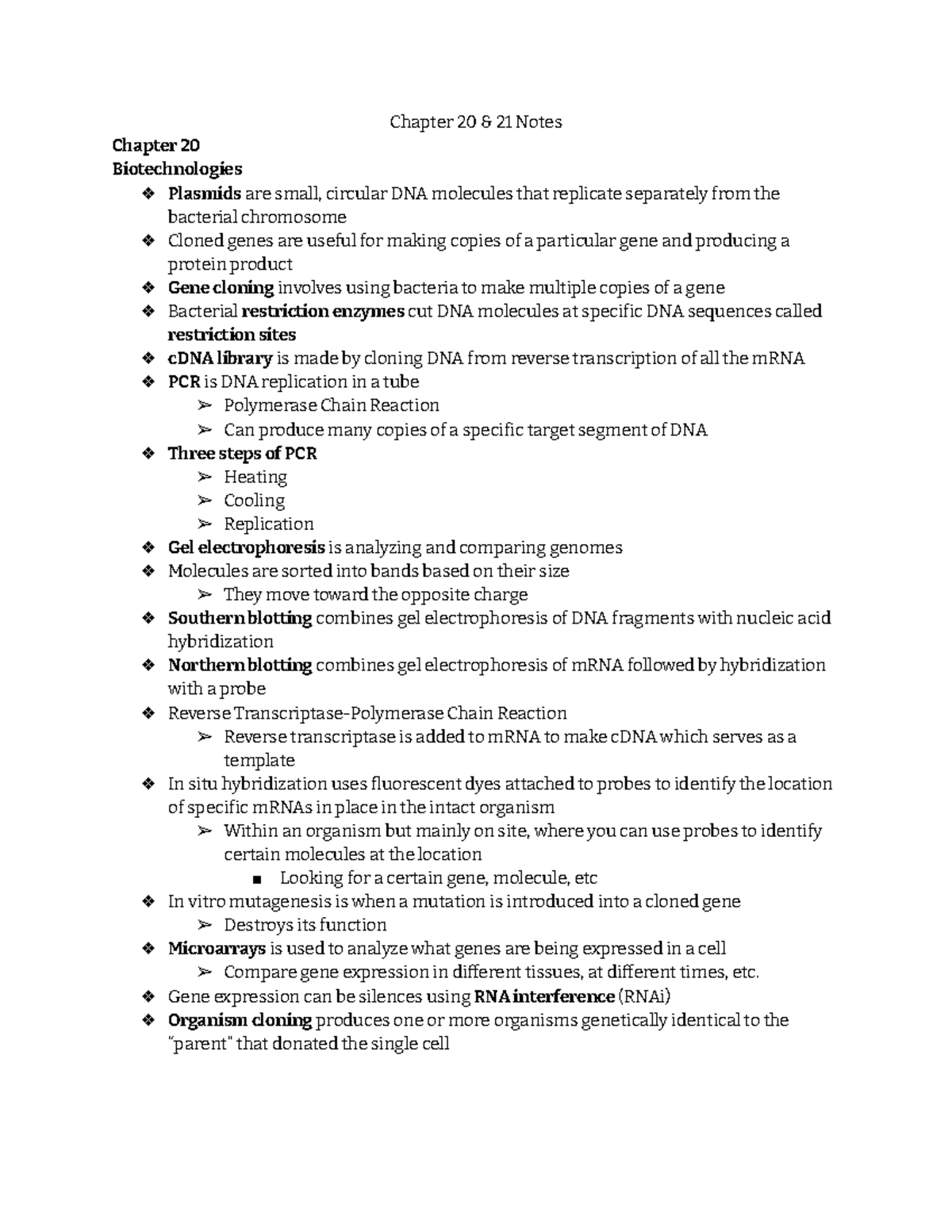 AP Biology Chapter 20 & 21: Biotechnology & Genomics Notes - Studocu