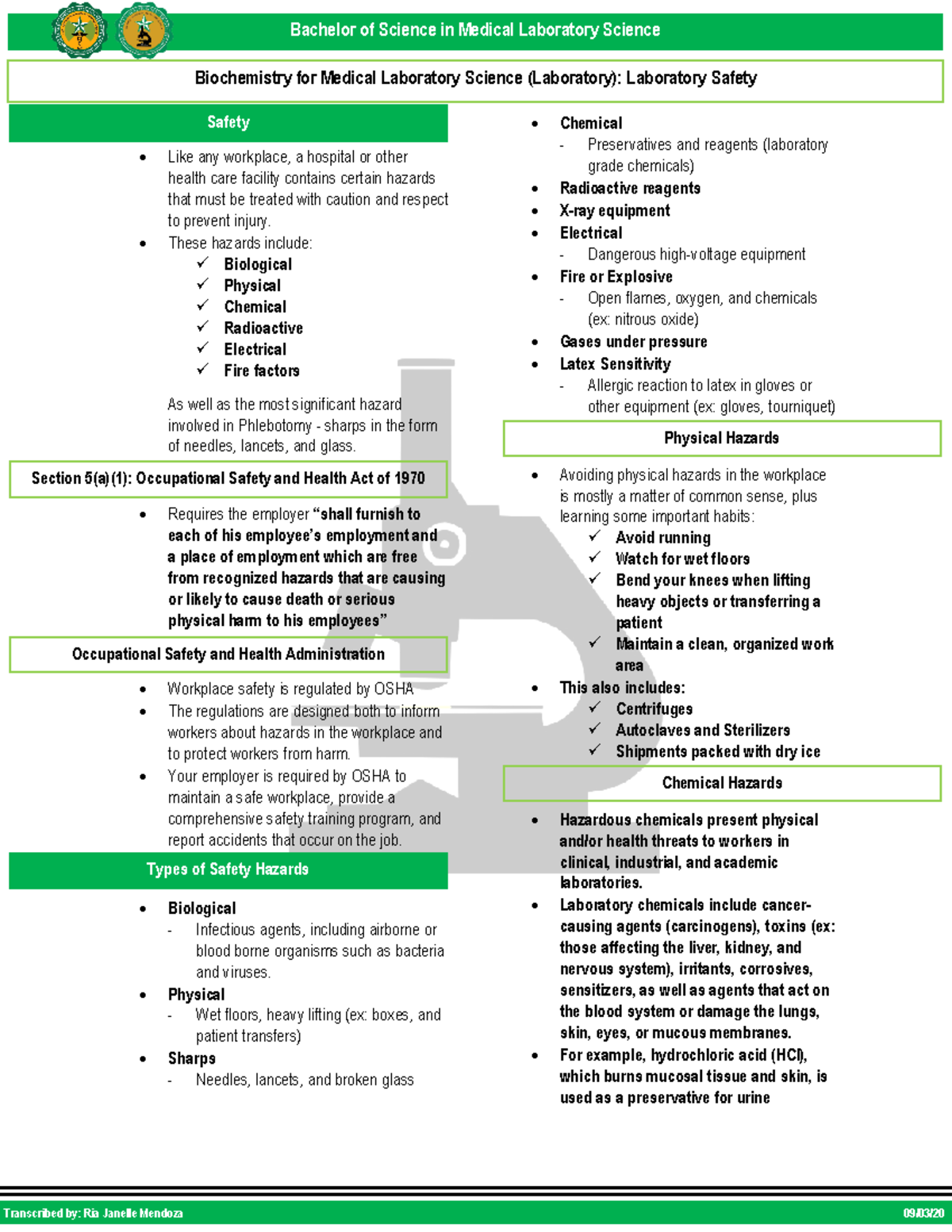 Biochemistry Lab (Prelims): Laboratory Safety & Procedures Overview ...